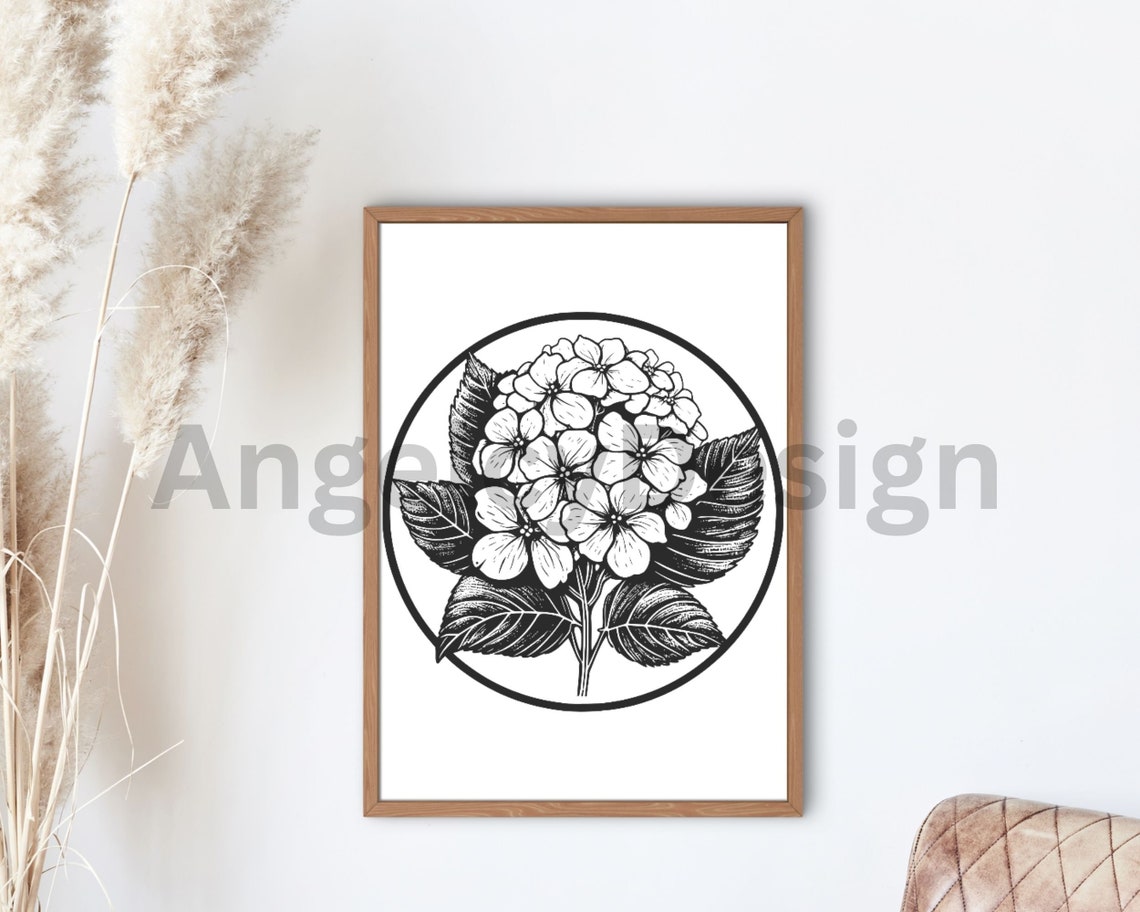 Hydrangea SVG Designs, Hydrangea Logo, Flower Vector, Hydrangea Bouquet ...