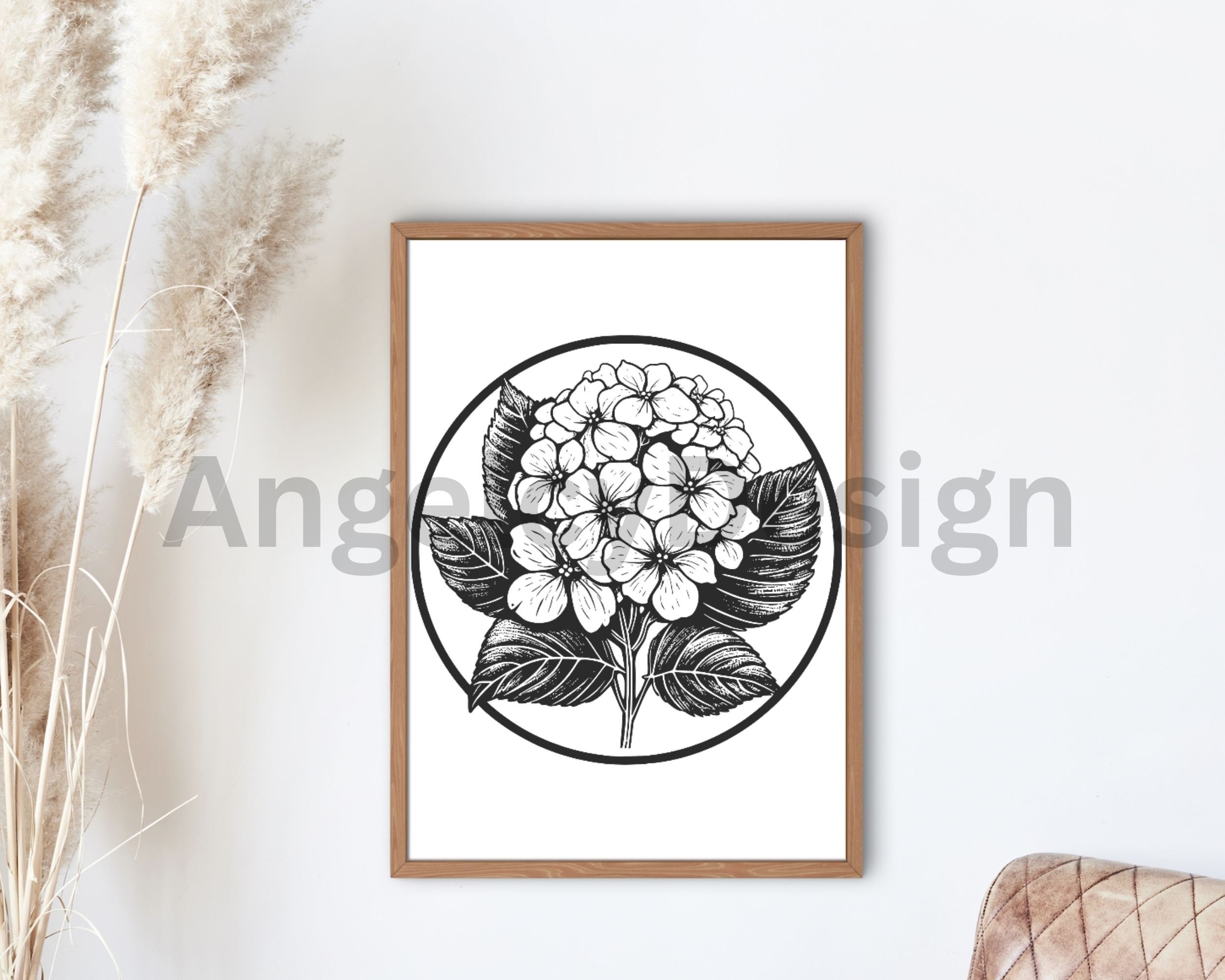 Hydrangea SVG Designs, Hydrangea Logo, Flower Vector, Hydrangea Bouquet ...