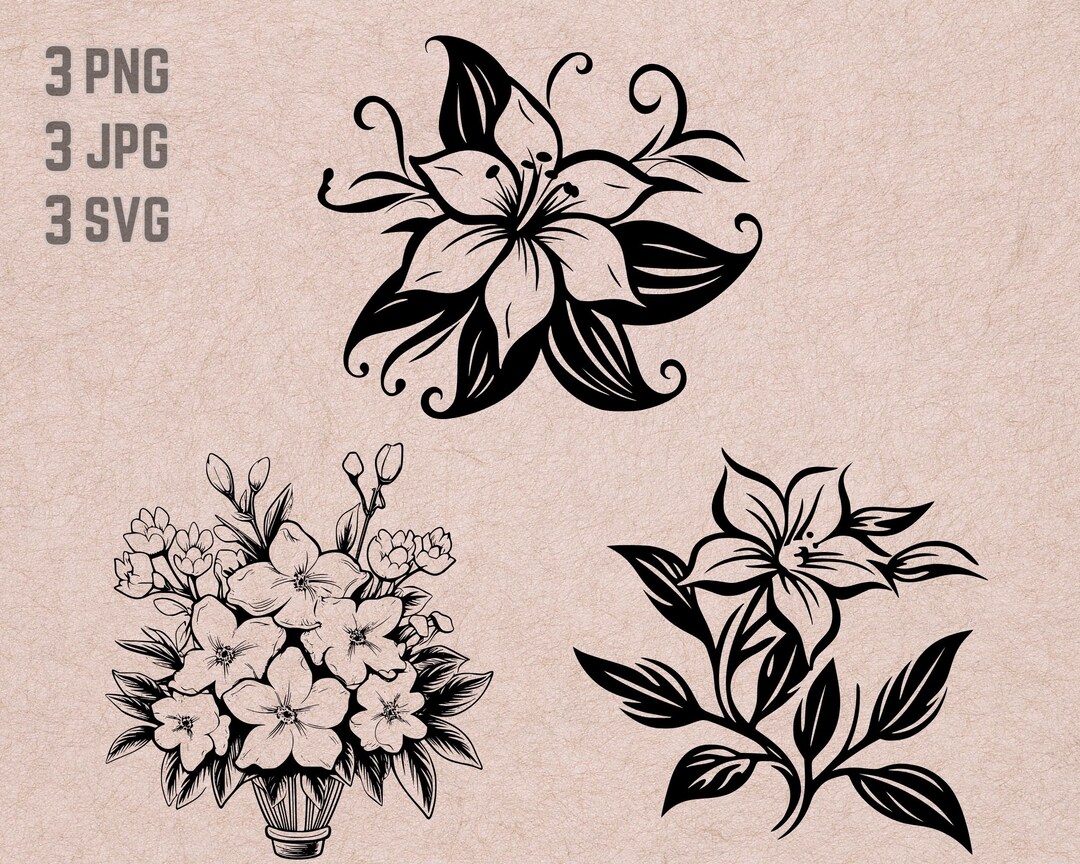 Jasmine SVG Designs, Jasmine Logo, Flower Vector, Jasmine Bouquet Png ...
