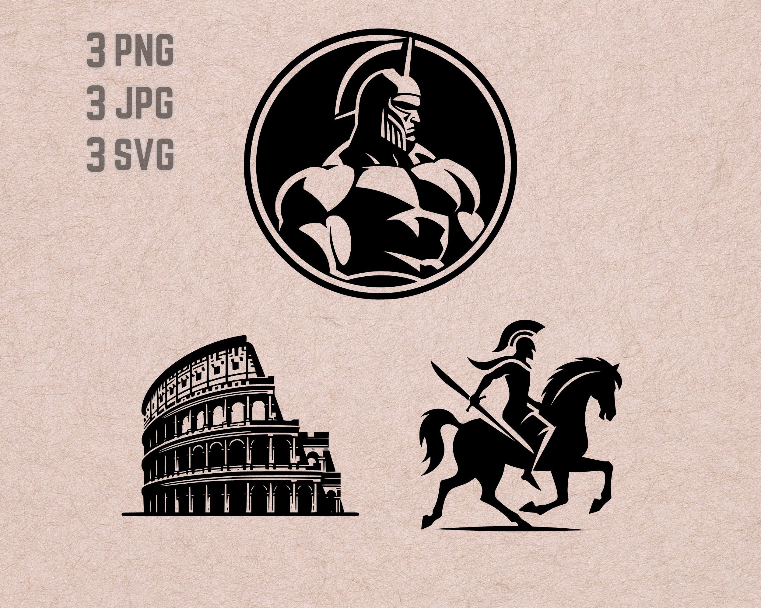 Gladiator Svg Designs, Gladiator Logo Vector, Colosseum PNG, Warrior ...