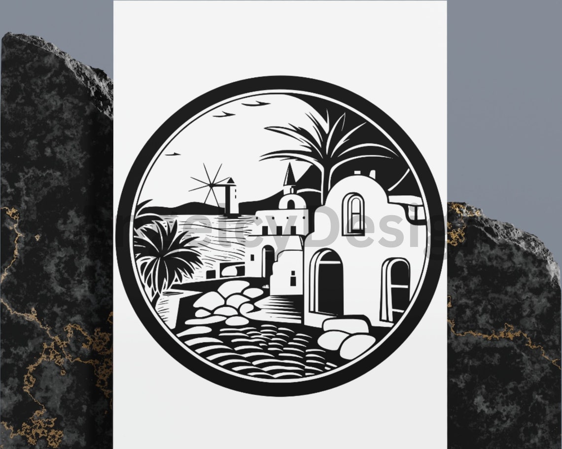 Greece SVG Designs, Greece Logo, Mykonos Vector, Santorini Png, Greek ...