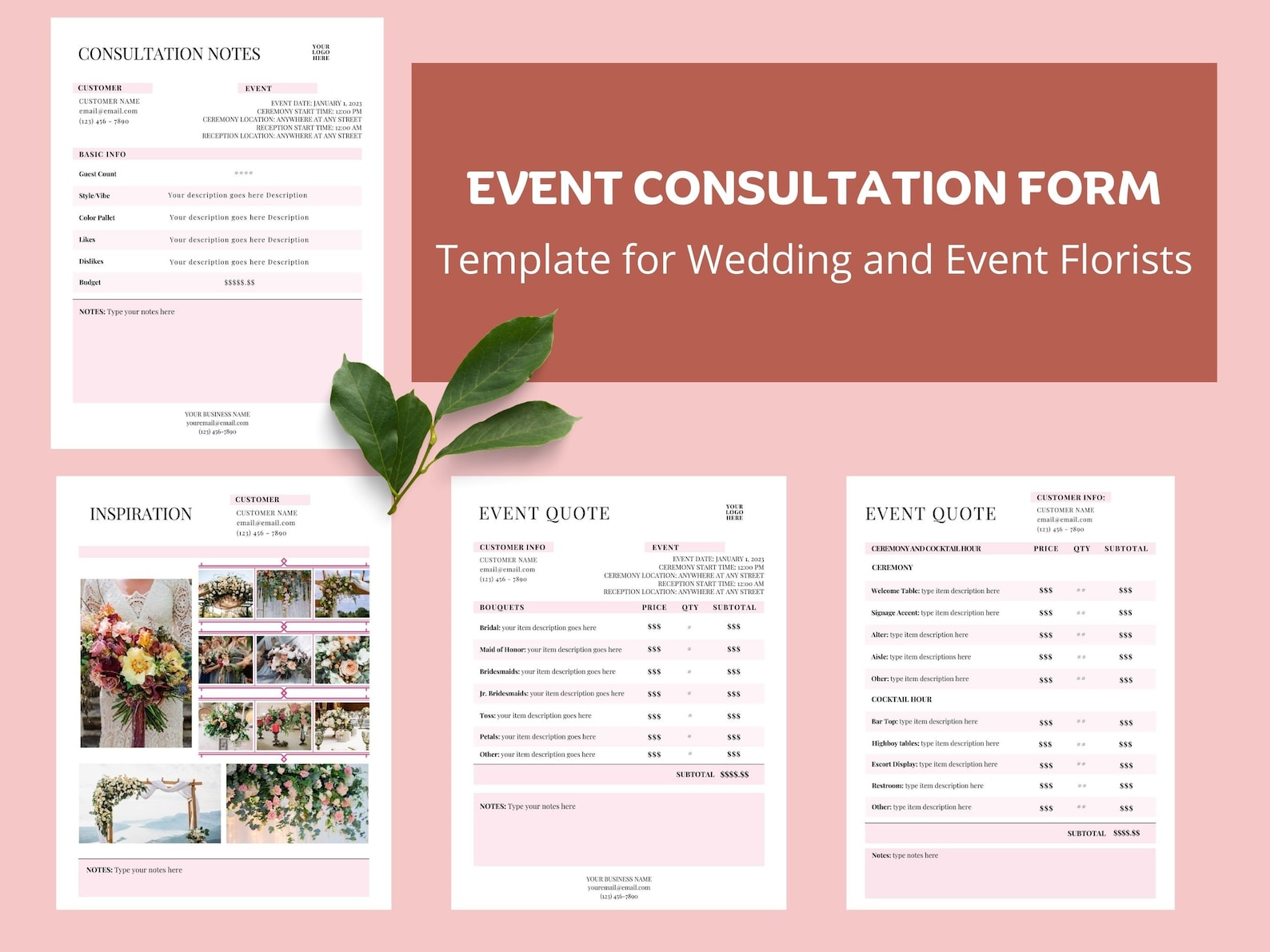 Florist Consultation Form Template / Florist Booking Form Template ...