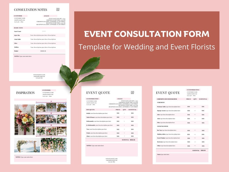 Florist Consultation Form Template / Florist Booking Form Template ...