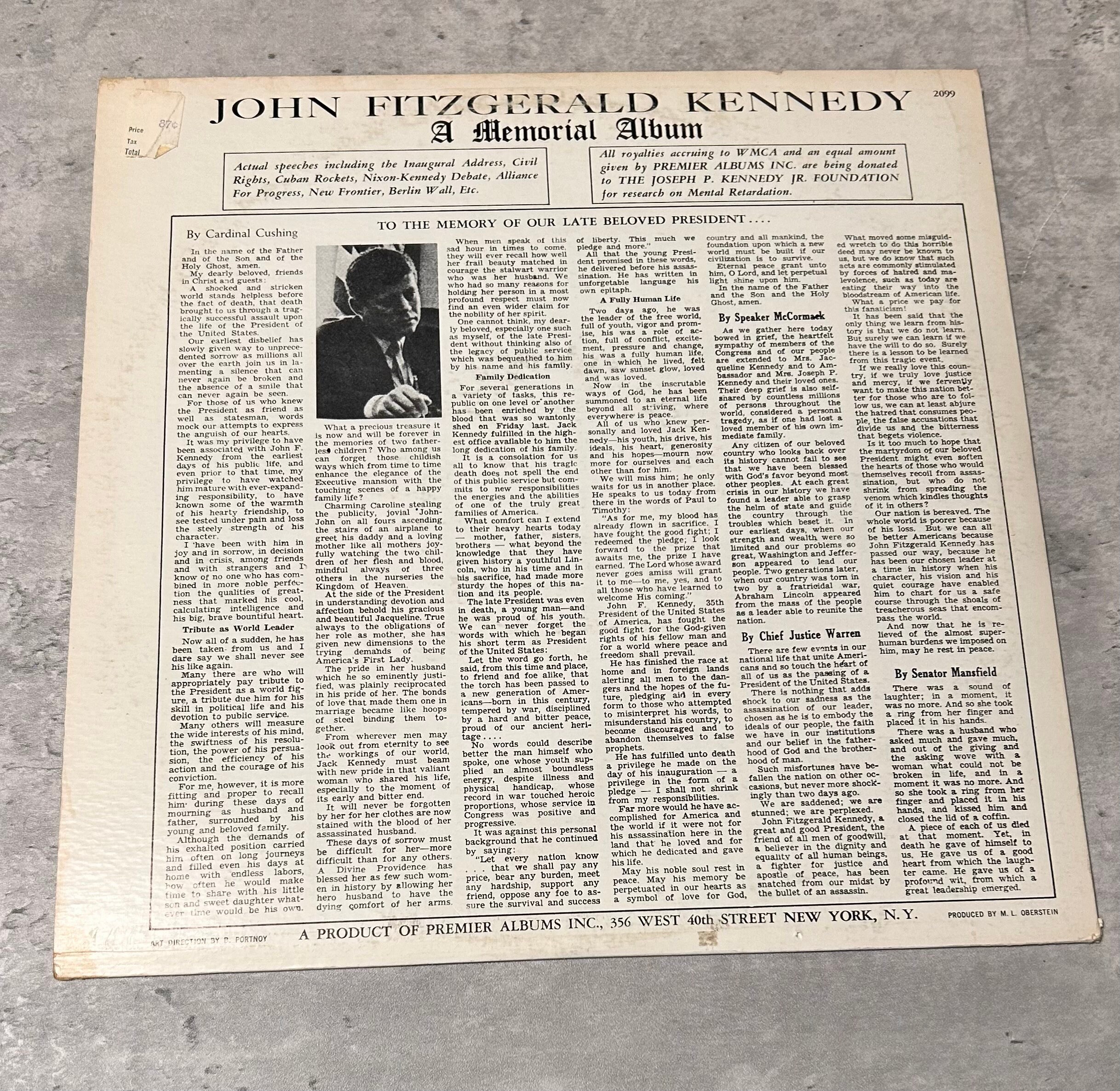 John F Kennedy Memorial Record Album - Etsy