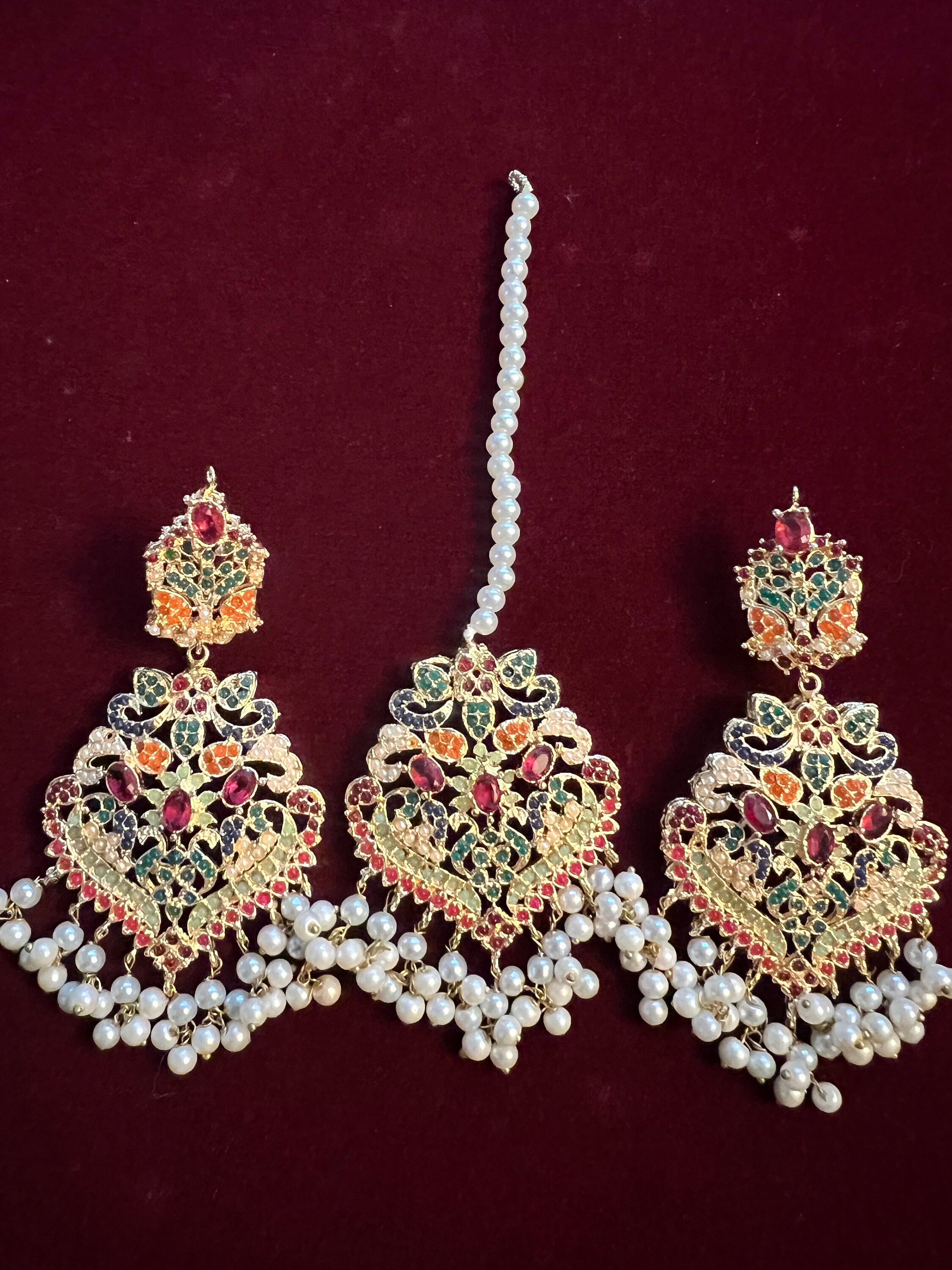 Earrings and Tikka Set Multi - Etsy