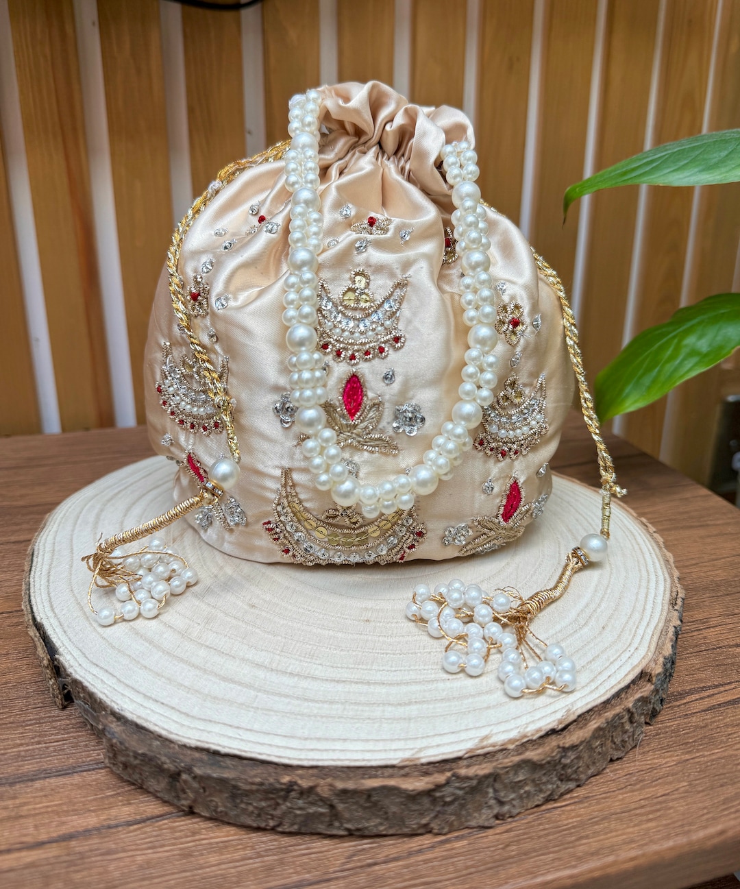 Women’s Embroidered Clutch Purse | Potli Bag | Pouch | Drawstring Bag ...