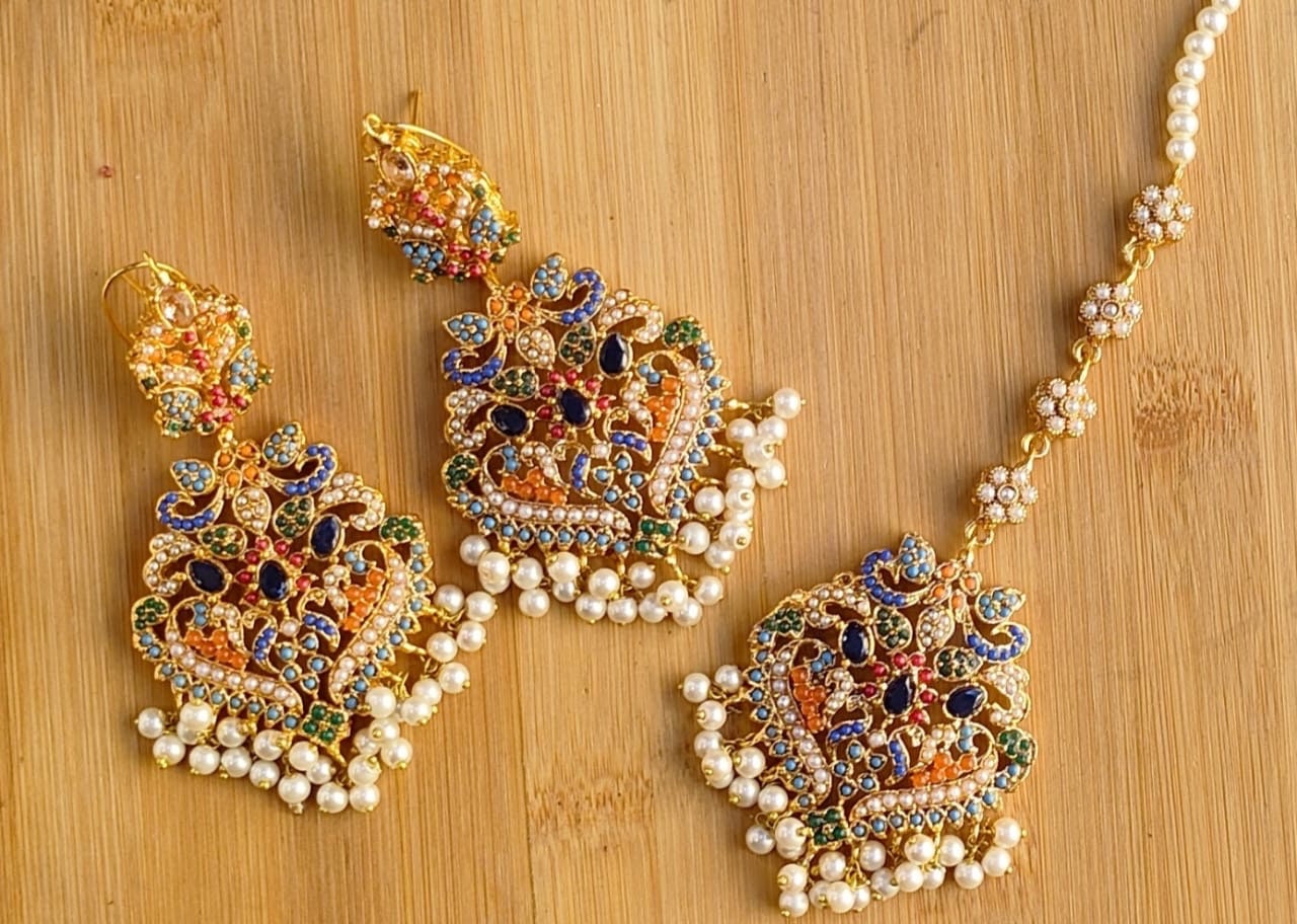 Earrings and Tikka Set Multi - Etsy