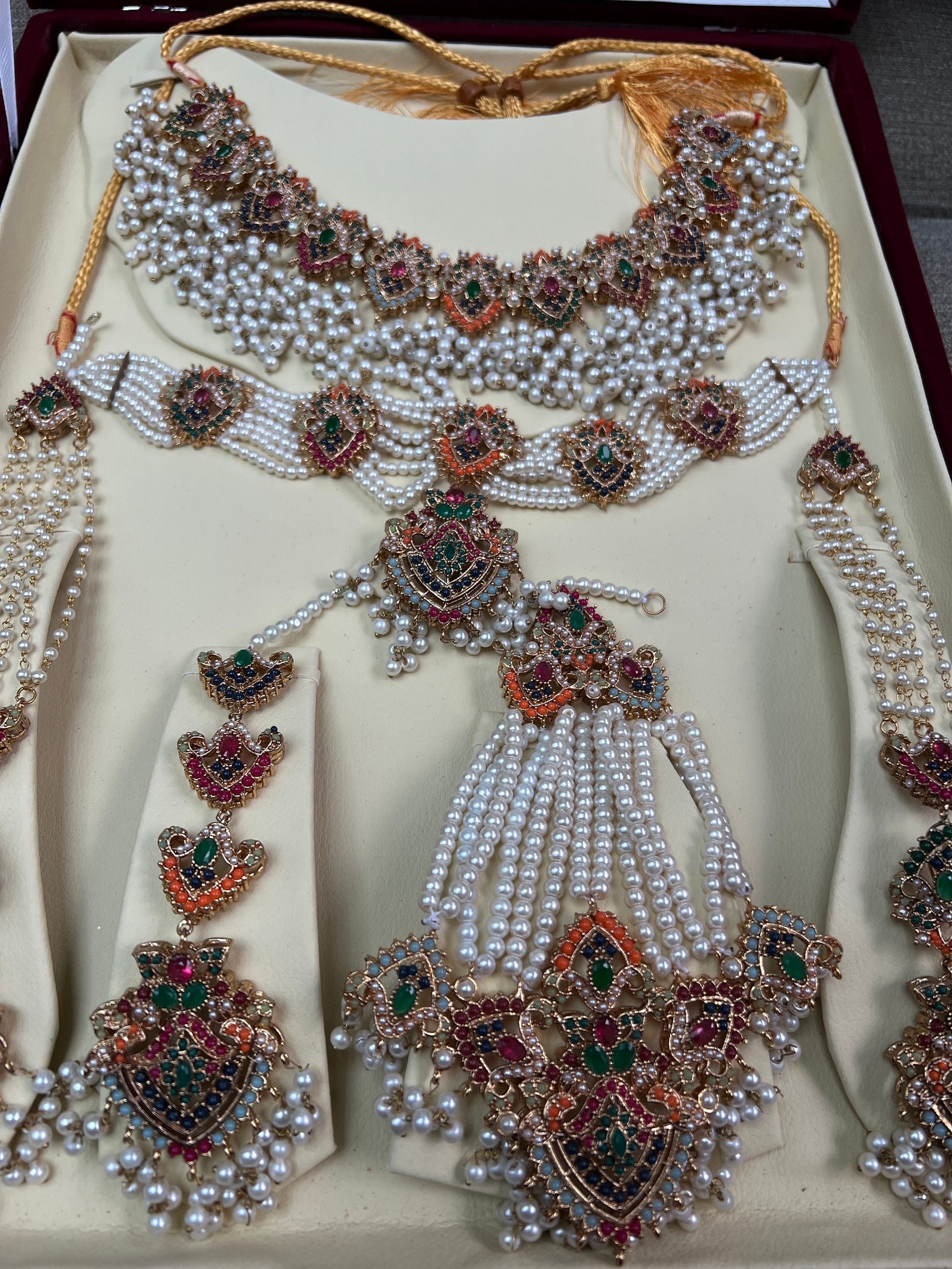 Bridal Heavy Nauratan Gold Plated Complete Set Indian - Etsy