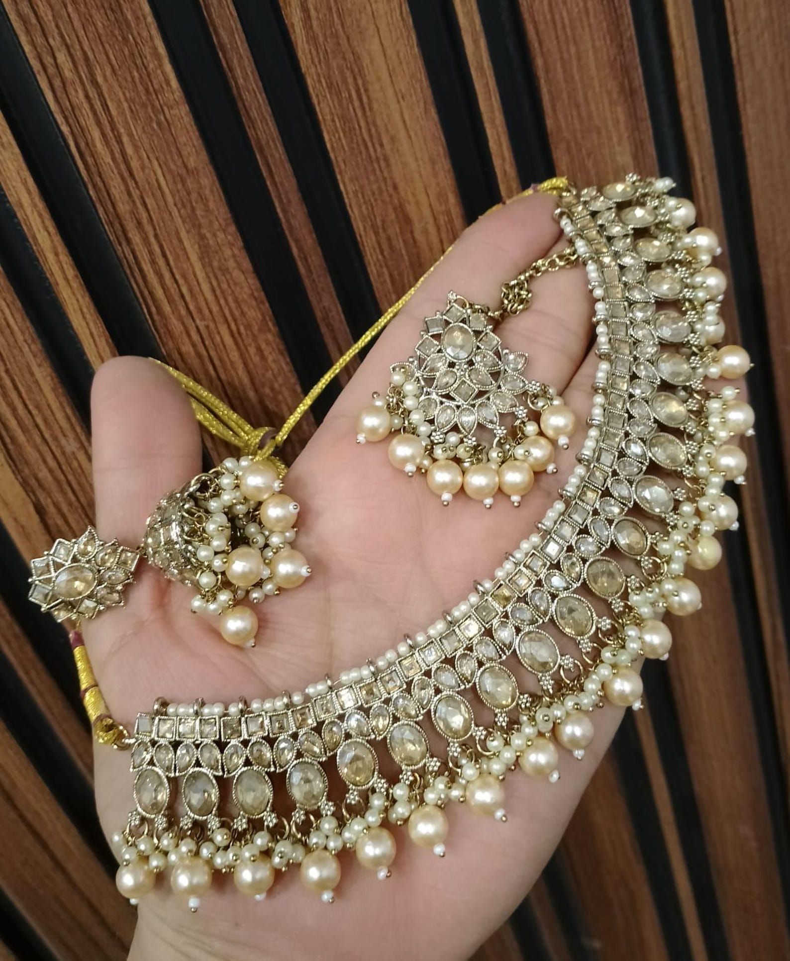 Indian Pakistani Jewellery Set - Necklace, Earrings and Tikka Set ...