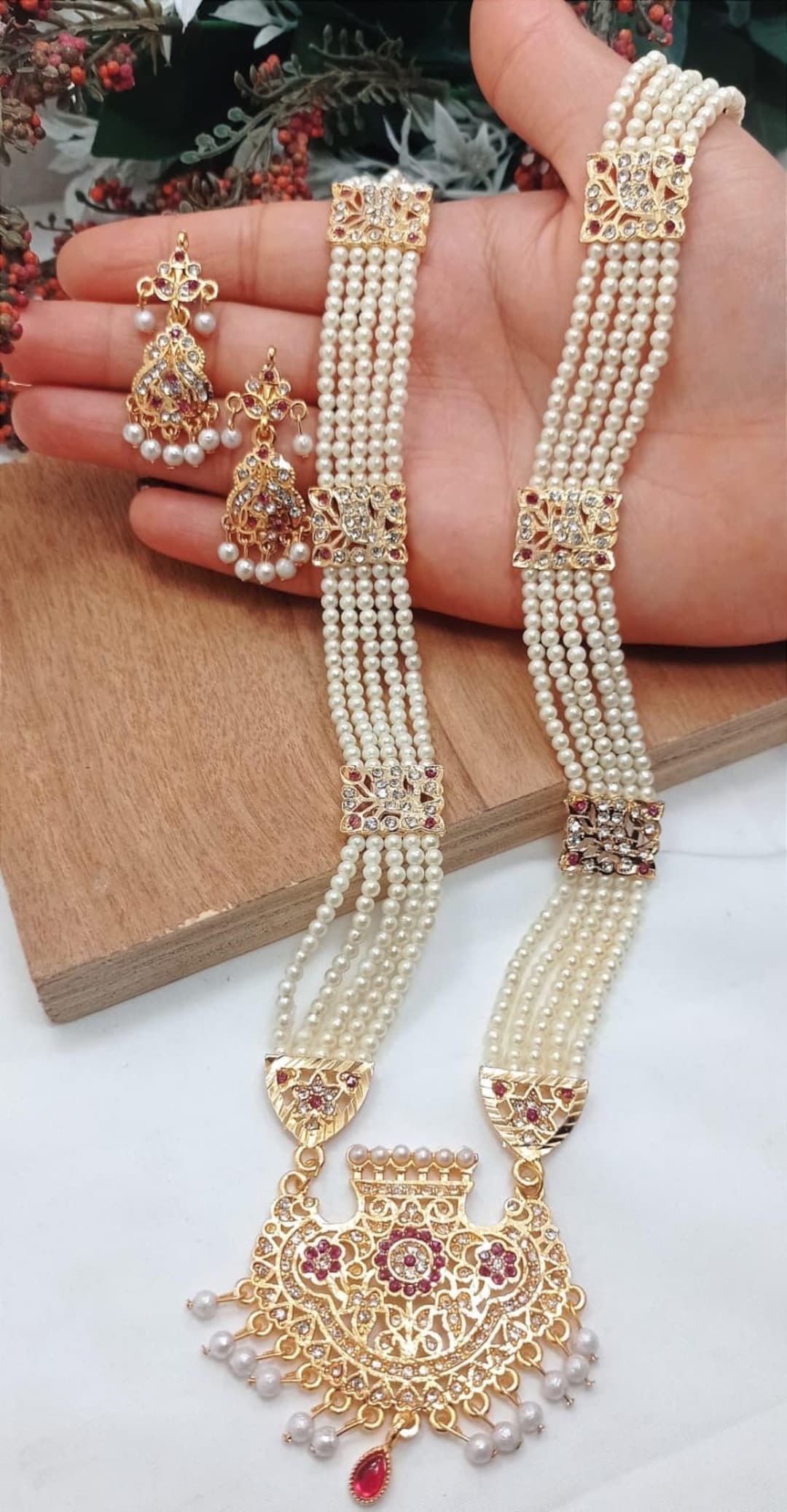 NEW! Traditional Indian Pakistani Mala Necklace and Earrings Set - Etsy
