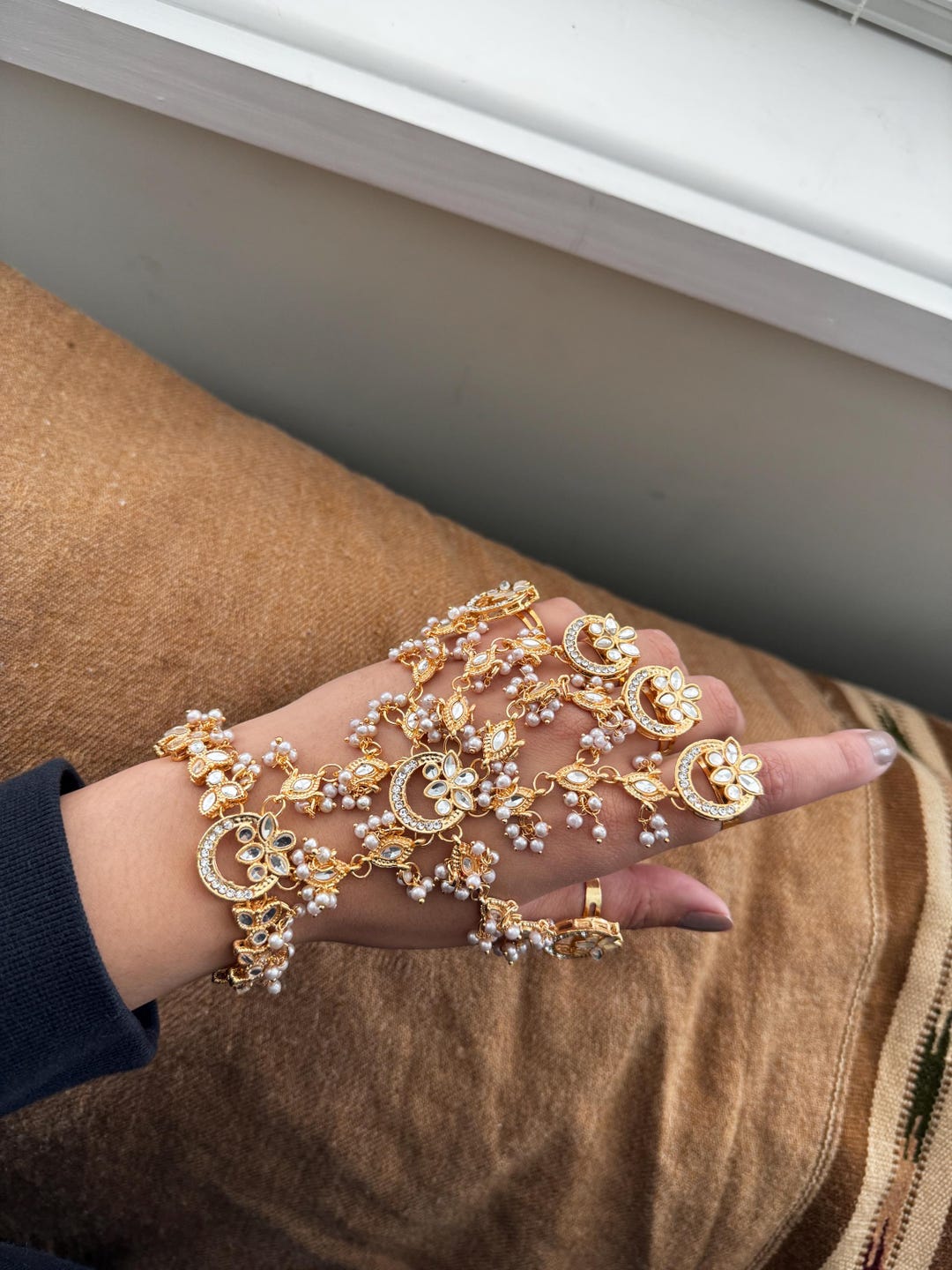 Heeramandi Style Kundan Hath Panja / Hand Bracelet Single - Etsy