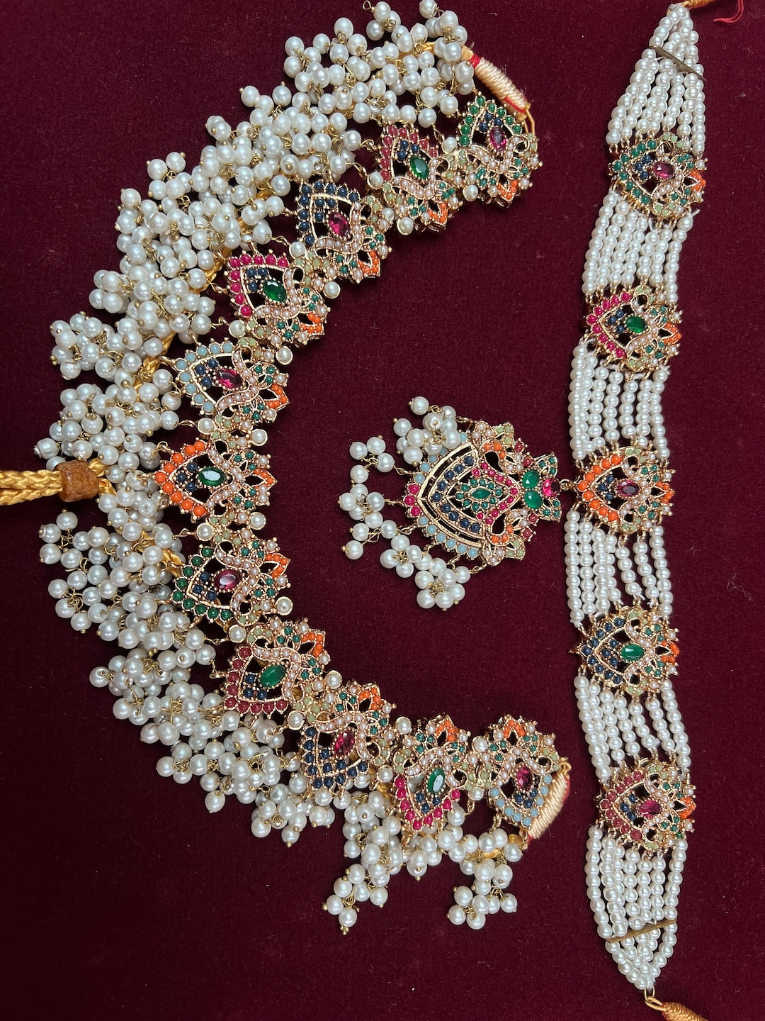 Bridal Heavy Nauratan Gold Plated Complete Set Indian - Etsy