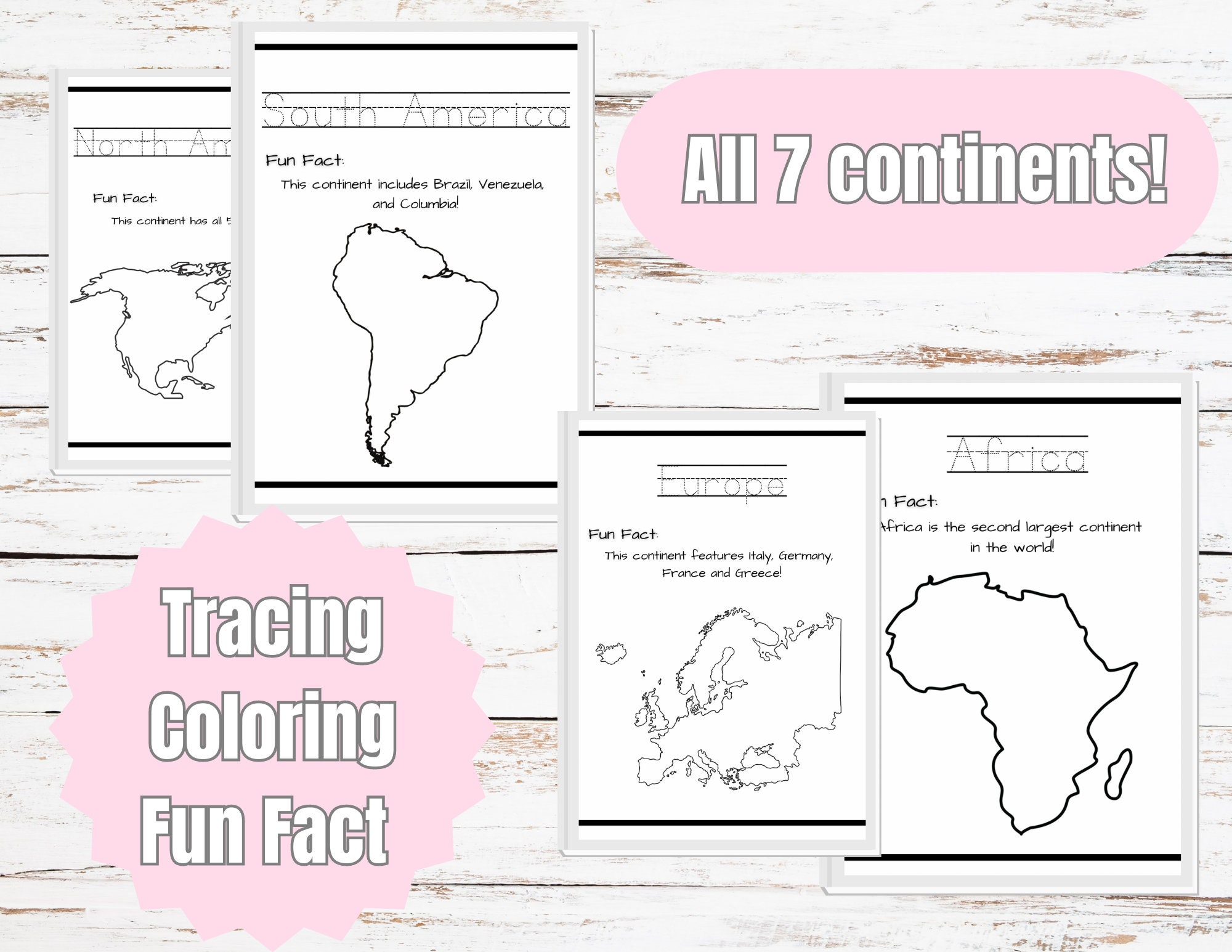 Continent Coloring and Fact Book, Geography Curriculum Workbook ...