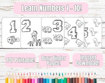 Numbers 1-10 Coloring Pages - Etsy