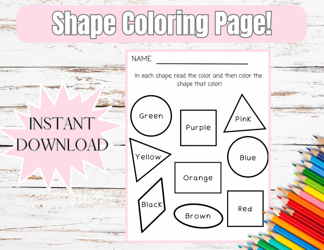 Instant Download Shape Practice, Shape Coloring, Homeschool Work for ...
