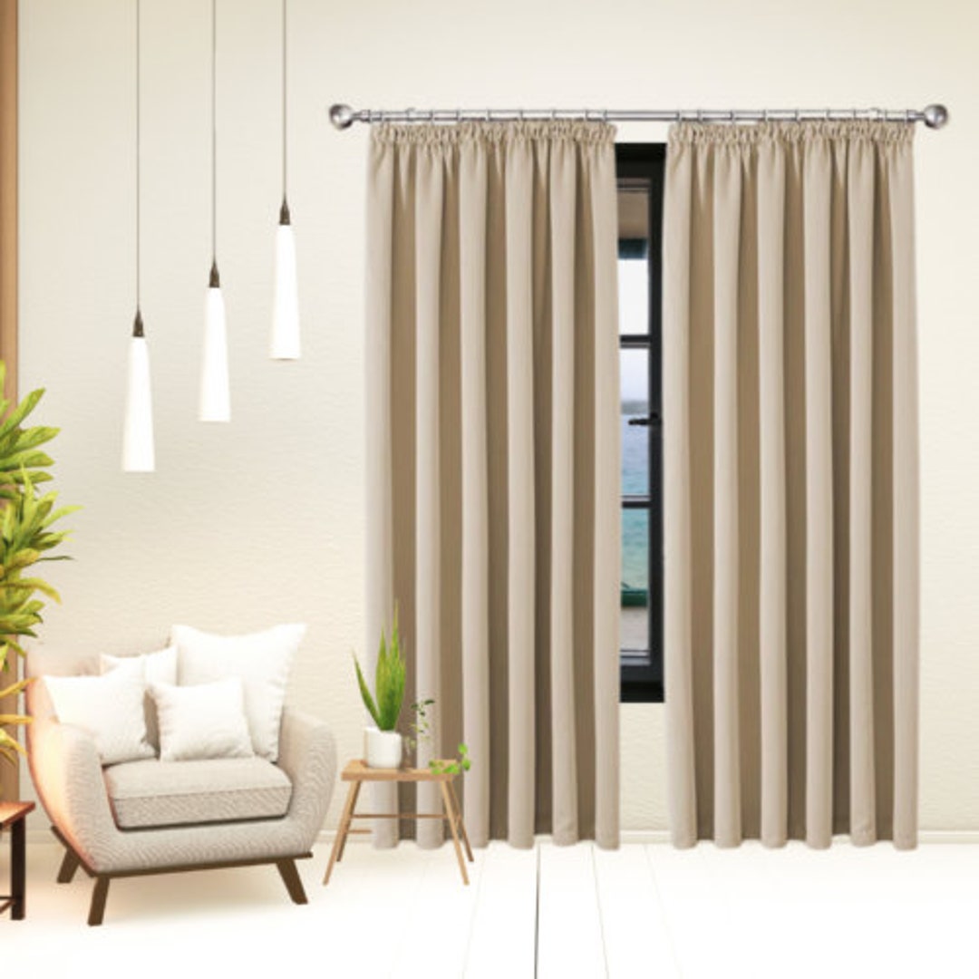Ultra Soft Curtain Panels Decorative Pencil Pleat Window Curtains Fully ...