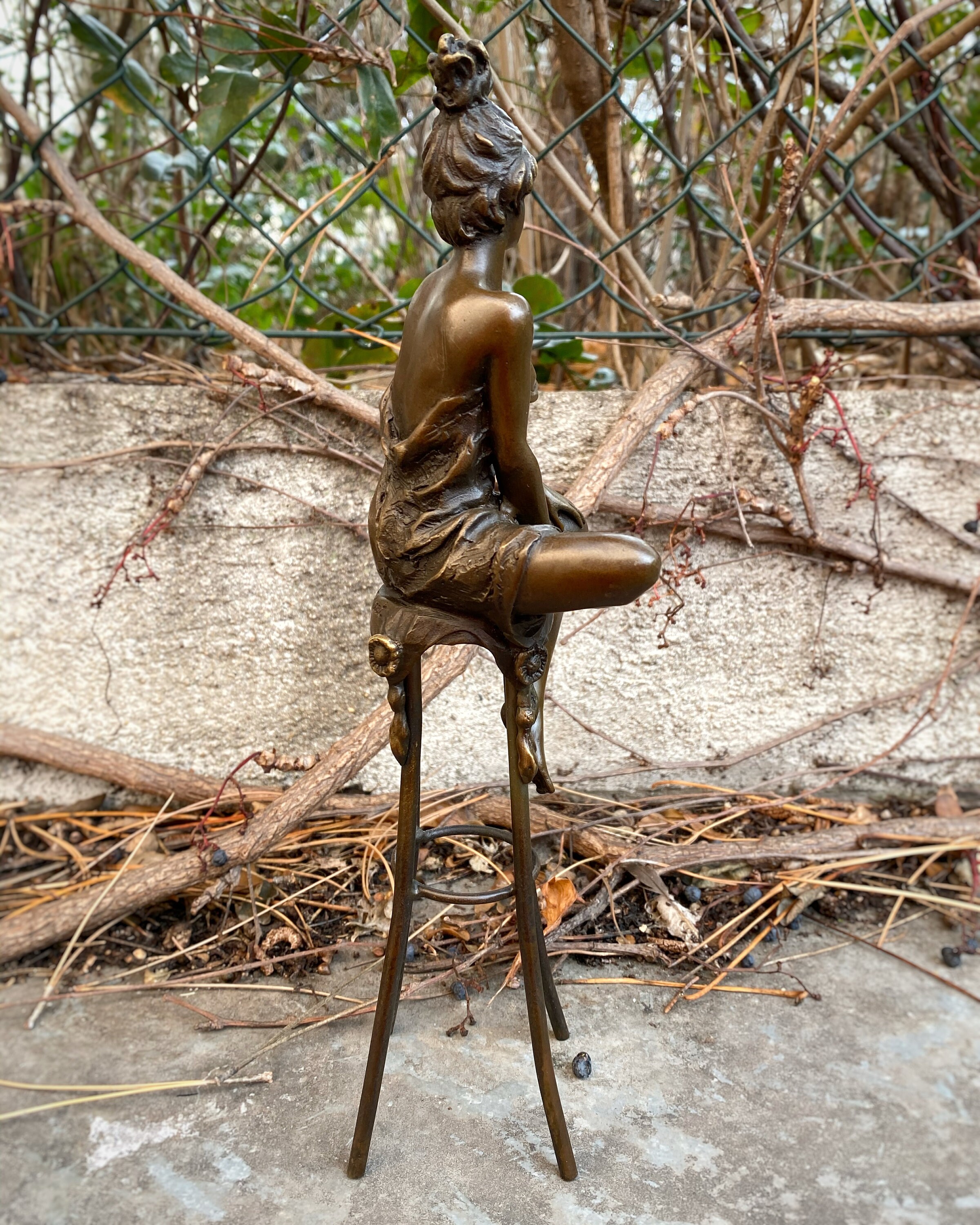 Luxury Bronze Statue of Woman on Chair Sculpture Decoration Gift Idea ...