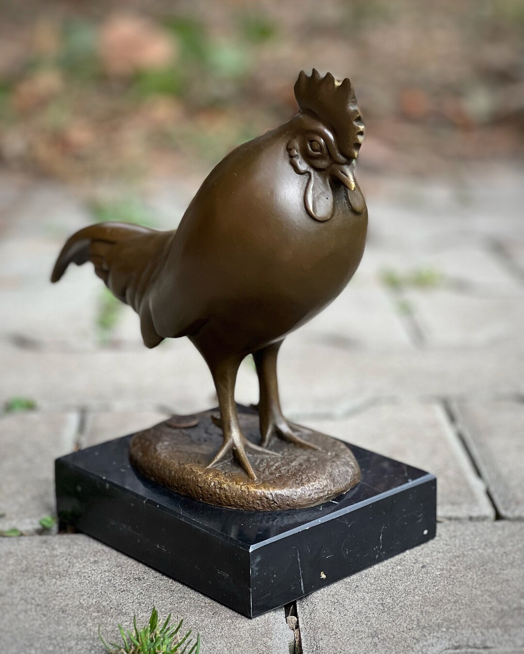 Bronze Statue of Rooster on Marble Art Deco Figurine - Etsy