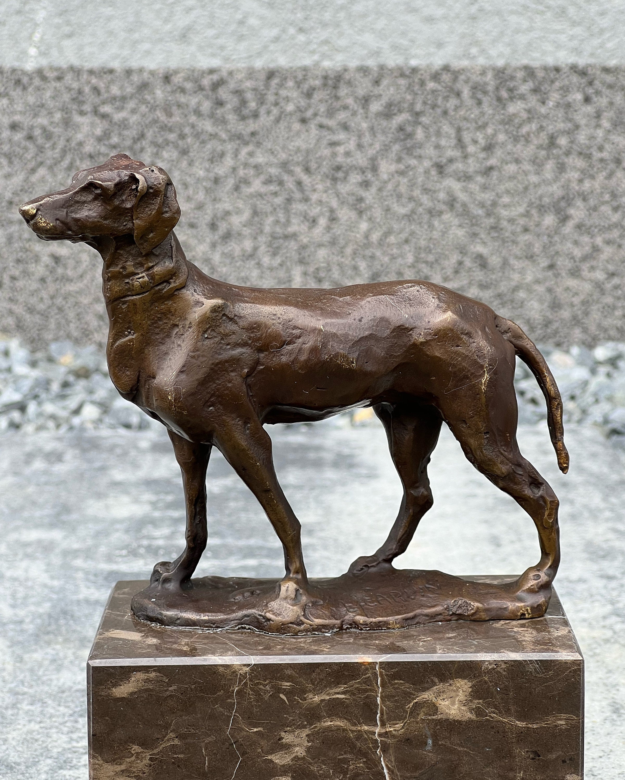 Bronze Statue Hunting Dog Marble Plinth Pet Decoration - Etsy