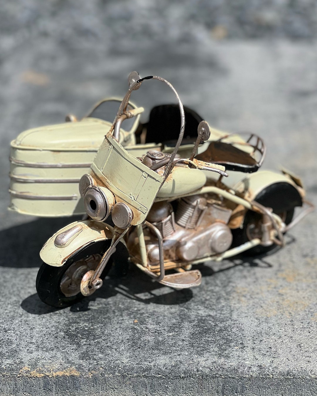 Handmade Tin Metal Model Motorcycle With Sidecar Decoration Gift Idea ...