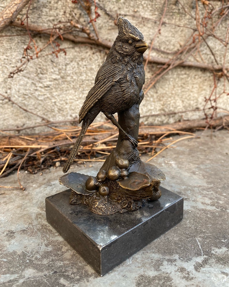Cute Bronze Statue of Cardinal Bird Decoration Modern Art - Etsy