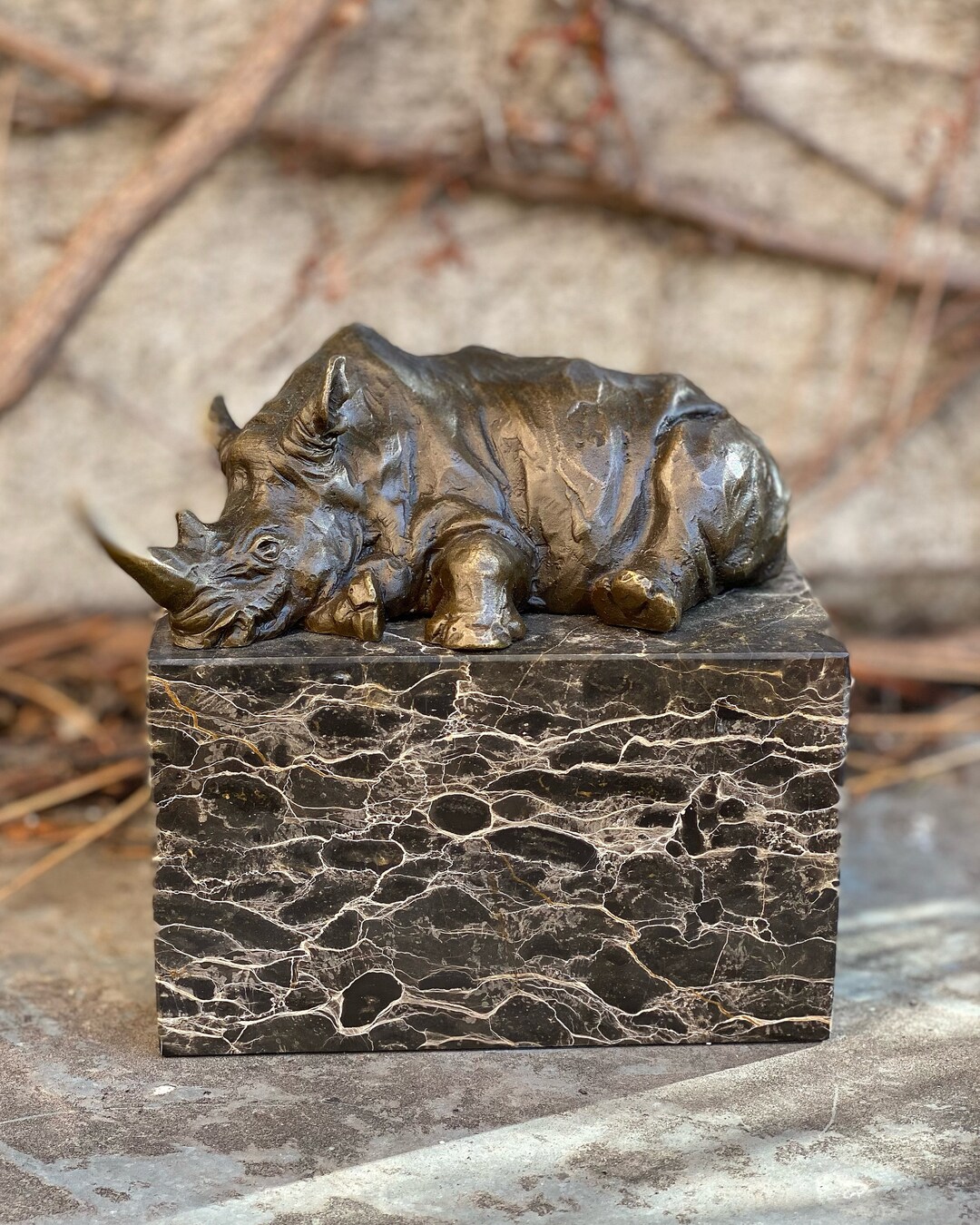 Luxury Bronze Statue of Rhinoceros Decoration Modern Art Gift Idea - Etsy