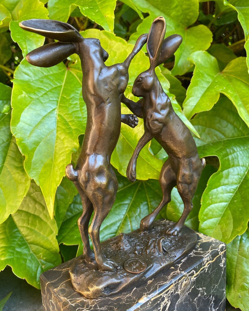 Luxury Bronze Statue of Bunnies Rabbits Decoration Modern - Etsy