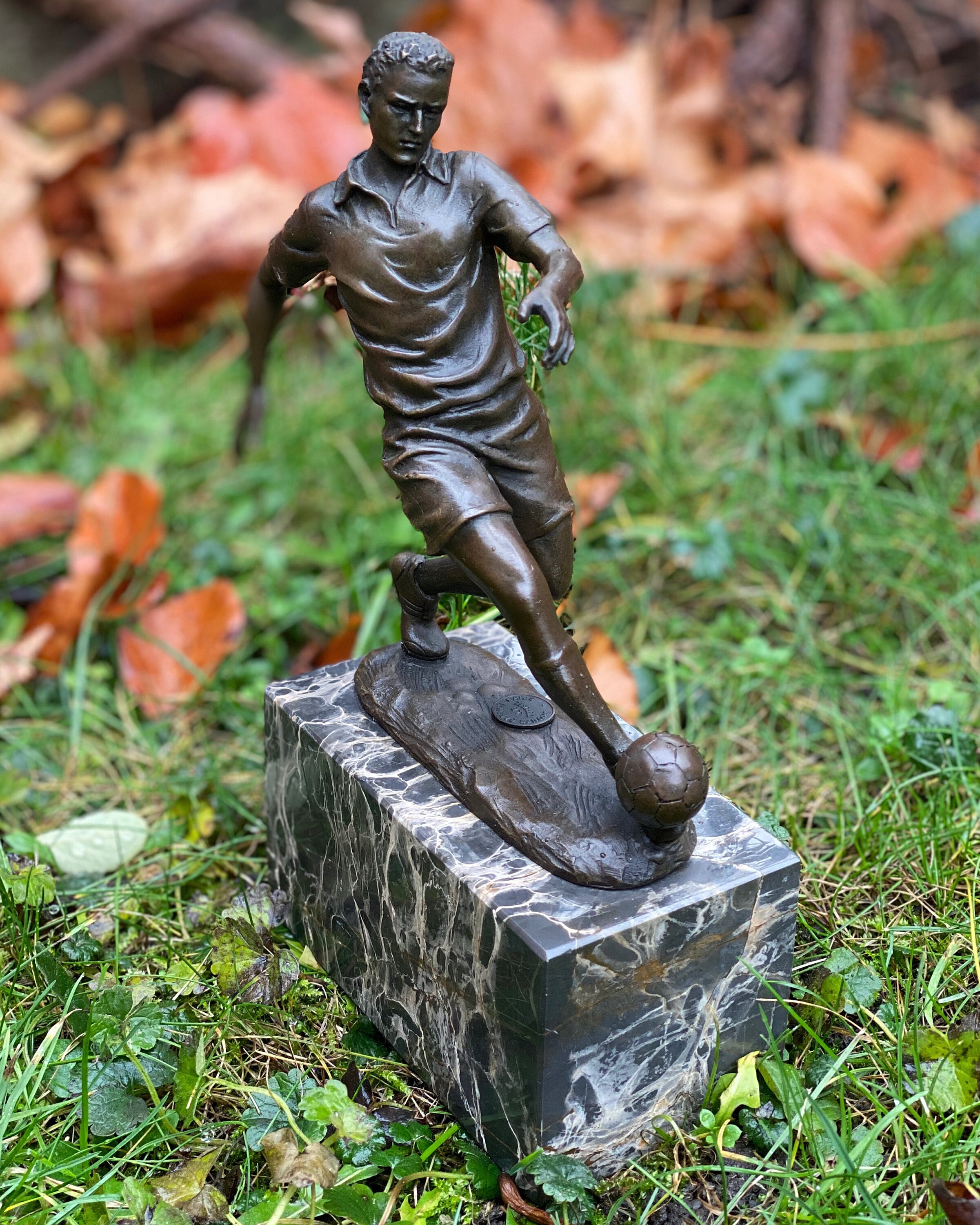 Bronze Statue of Man Soccer Player Football Decoration Modern Art - Etsy