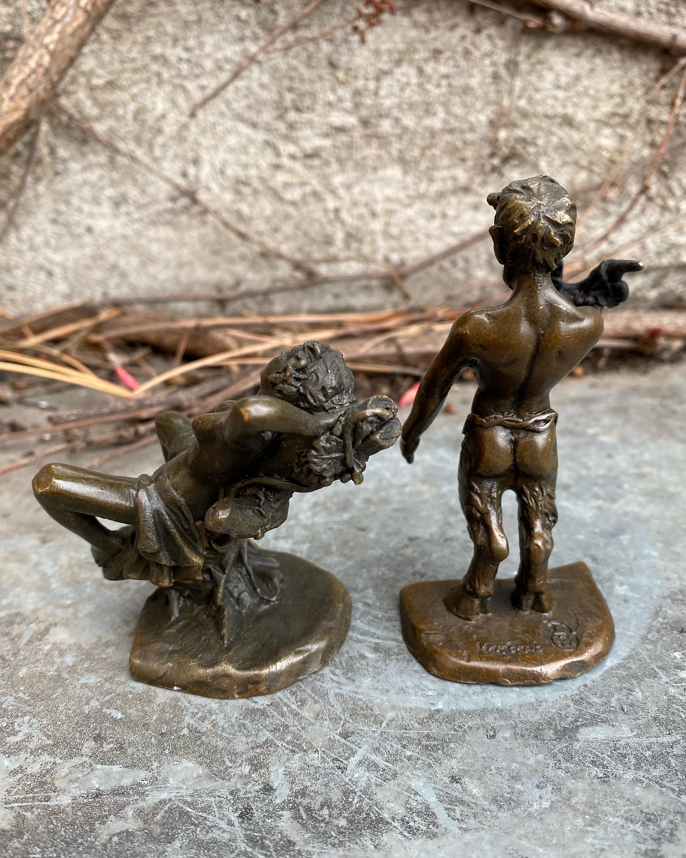Luxury Bronze Statue of Woman and Satyr Devil Sculpture Decoration - Etsy