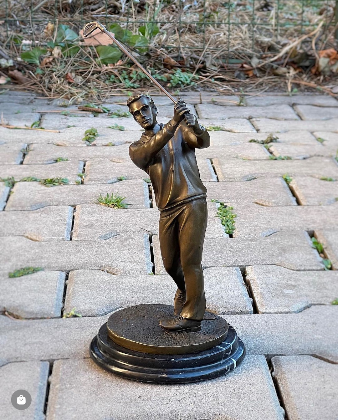 Bronze Golfer Statue in Action, Handmade Sculpture With Marble Base ...