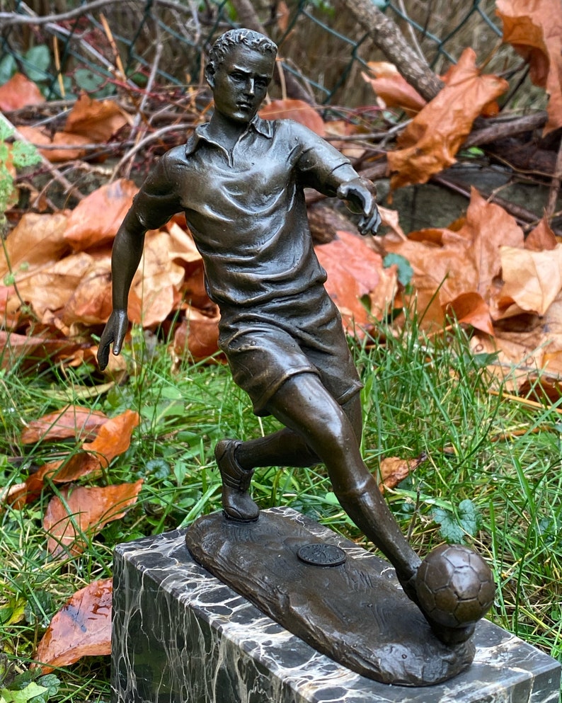Bronze Statue of Man Soccer Player Football Decoration Modern Art - Etsy