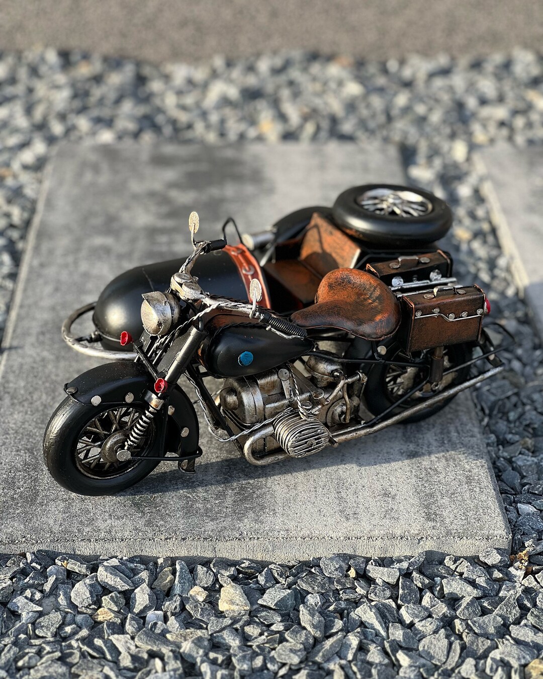 Handmade Tin Metal Model Motorcycle With Sidecar Decoration Gift Idea ...