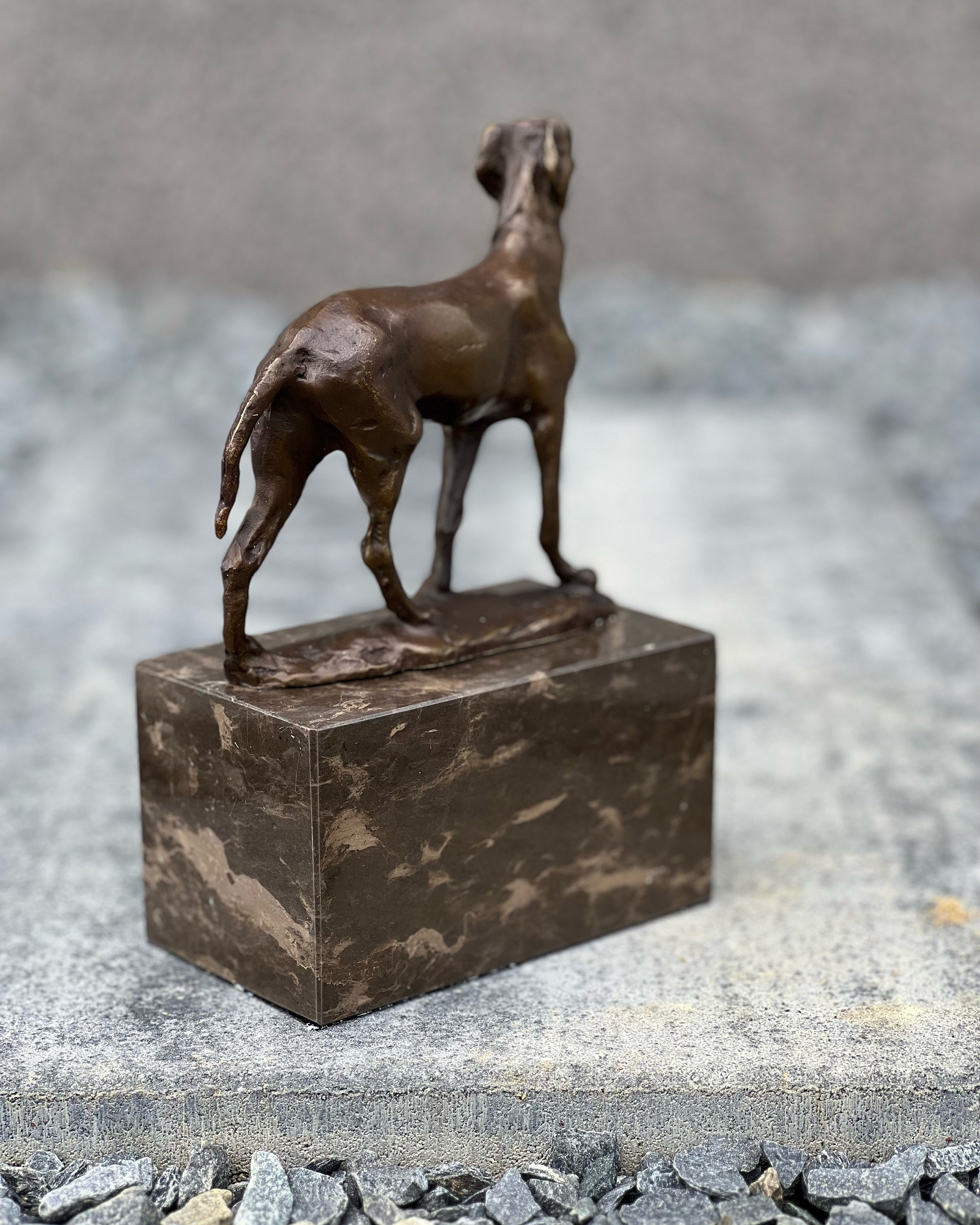 Bronze Statue Hunting Dog Marble Plinth Pet Decoration - Etsy
