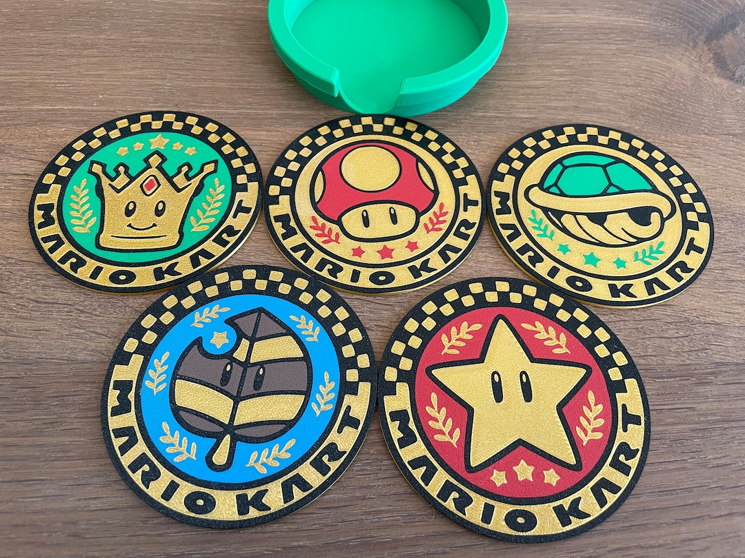Mario Kart Coaster Set / With Holder / Game Room / Gift Idea - Etsy