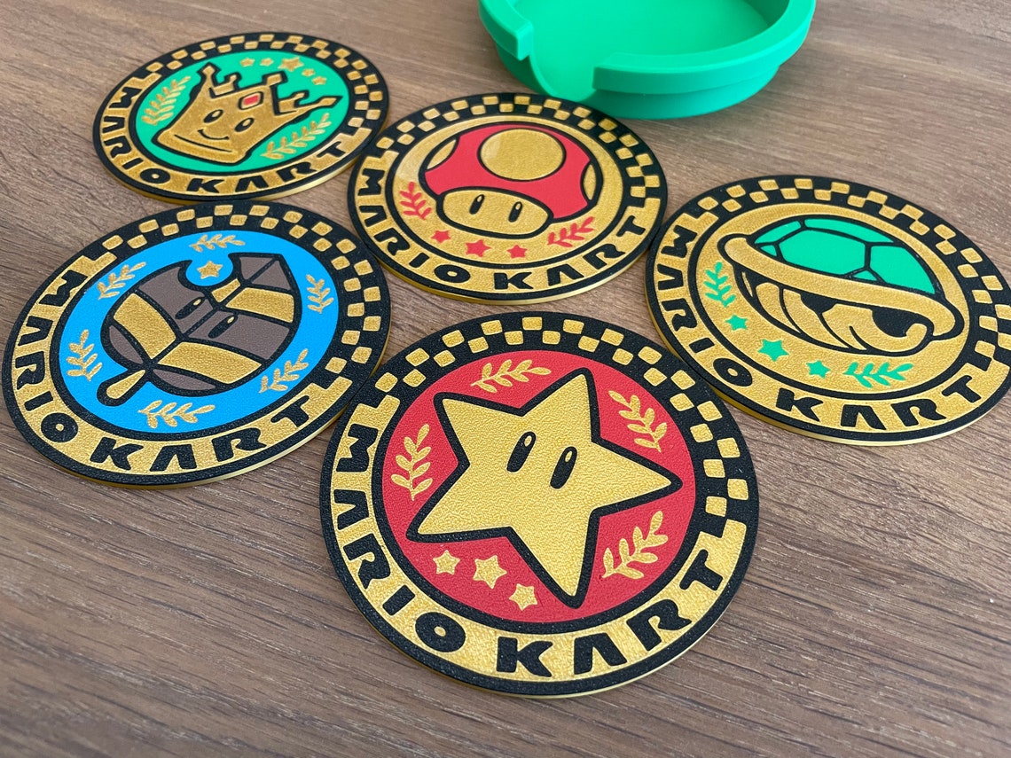 Mario Kart Coaster Set / With Holder / Game Room / Gift Idea - Etsy
