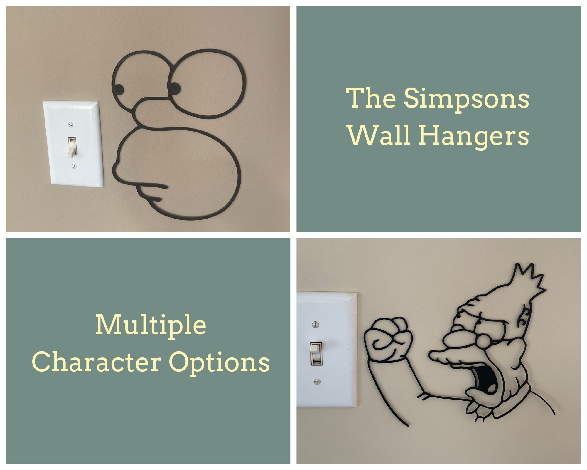 The Simpson's Character Wall Hanger, Dorm, Game Room, Bed Room Wall Art ...