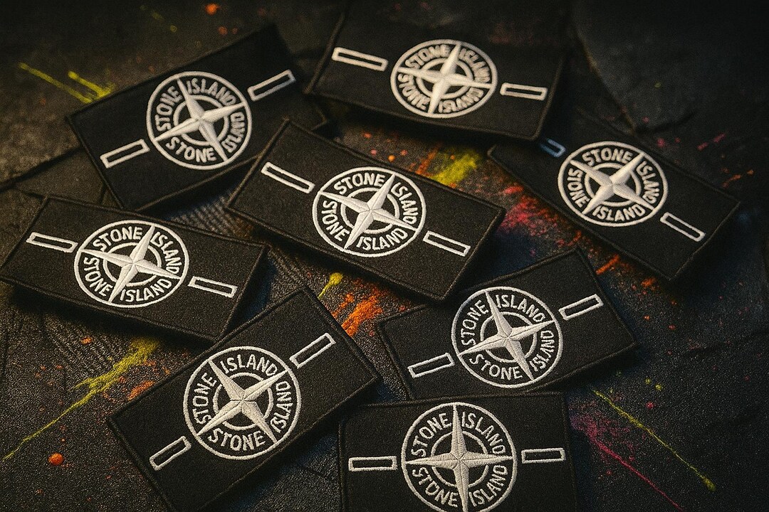 Stone Island Monochrome Patch – White Embroidery on Black – 9x4.5 Cm ...