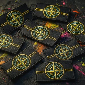 Stone Island Classic Compas Style Patch – 9x4.5 Cm Embroidered Badge ...