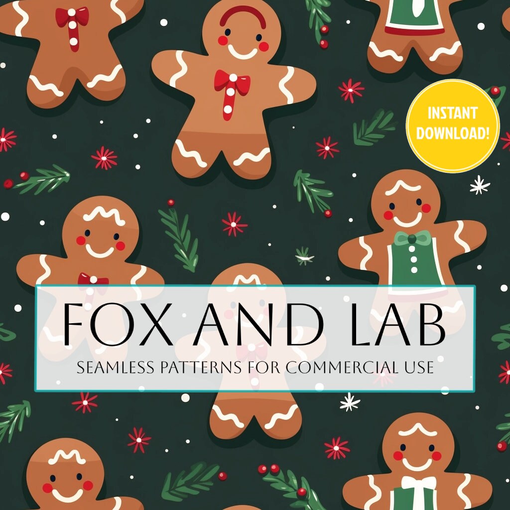 Gingerbread Man Seamless Pattern, Gingerbread Cookies, Christmas Repeat ...