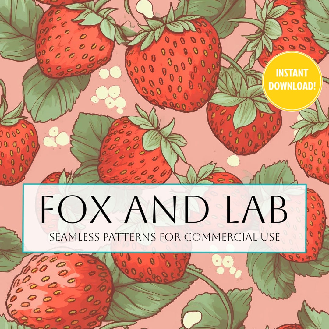 Strawberry Seamless Pattern Fruit Repeat Pattern Fabric - Etsy