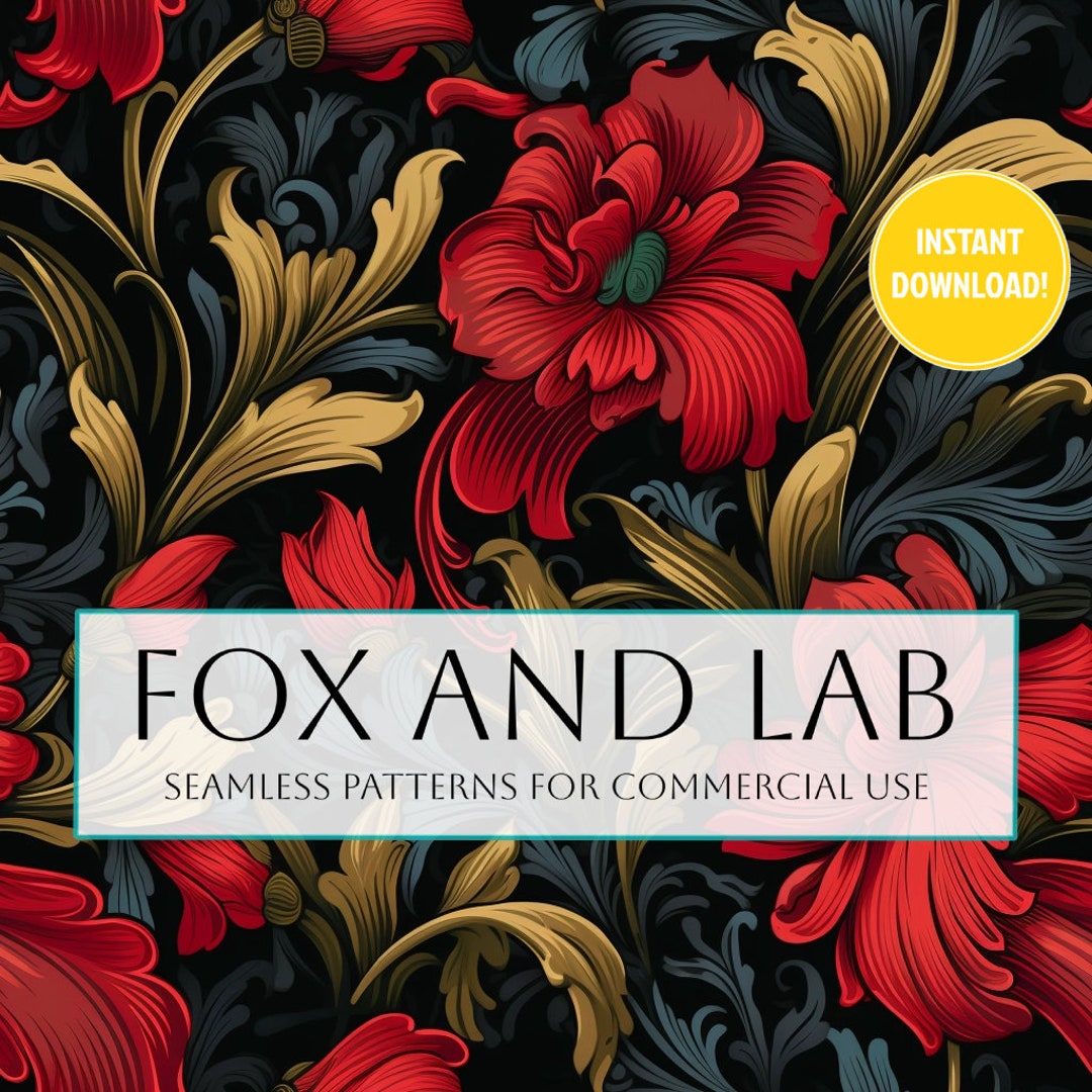 Red and Golden Floral Seamless Pattern, Royal, Flower Repeat Pattern ...