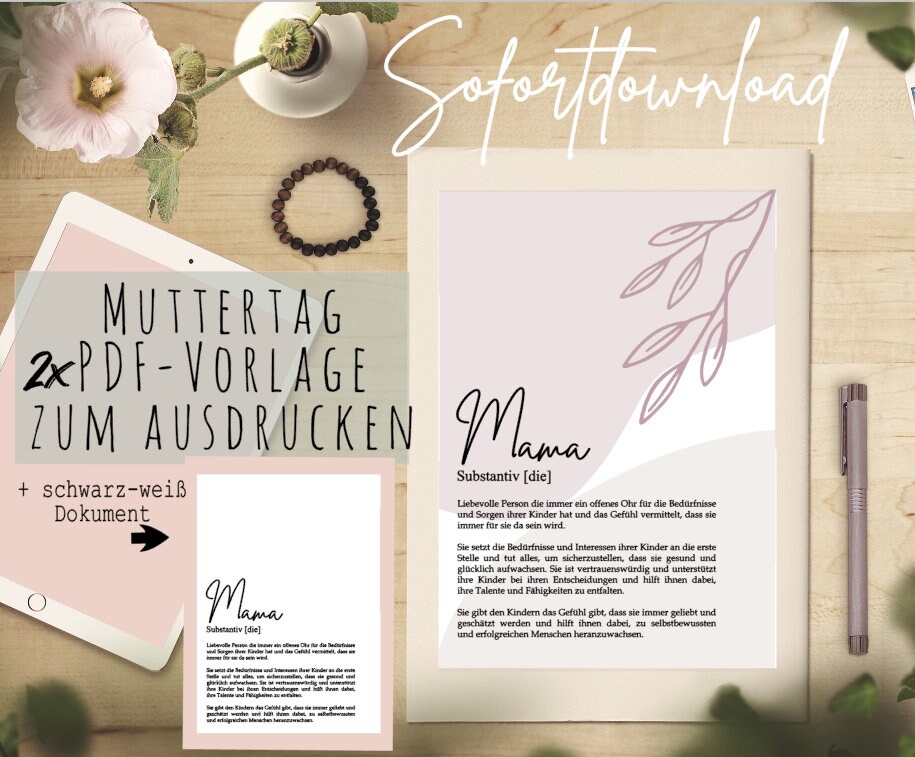 Mother's Day PDF Template to Print, Last Minute Mother's Day Gift ...