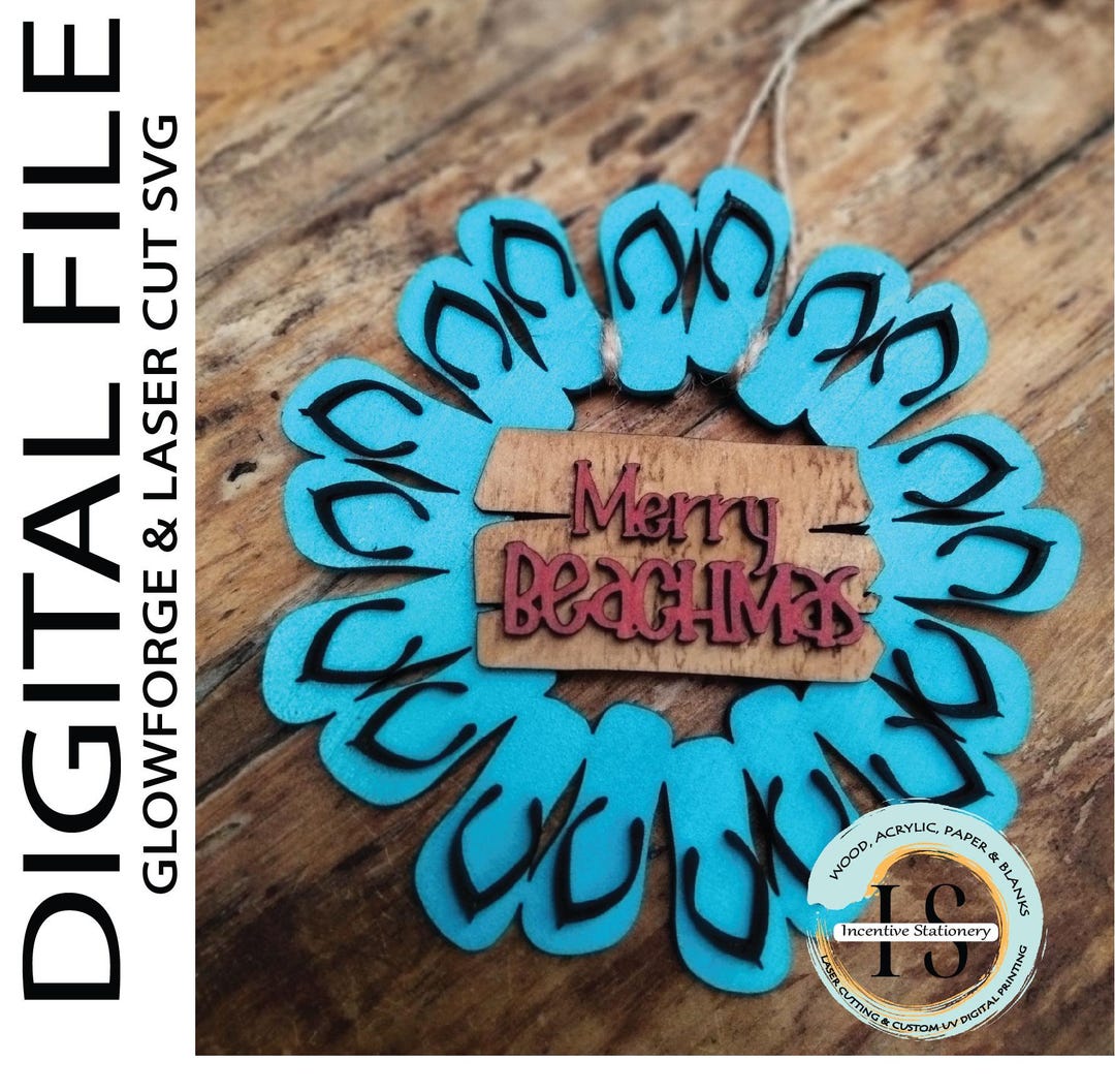 Christmas Beach Flip Flop Wreath SVG: Laser Cut File (digital Design ...