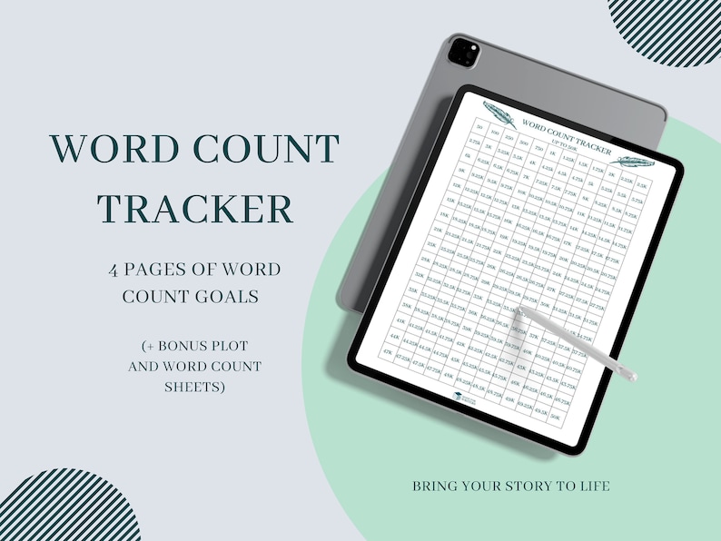 Daily Word Count Tracker | Word Count Tracker | Novel Word Count ...
