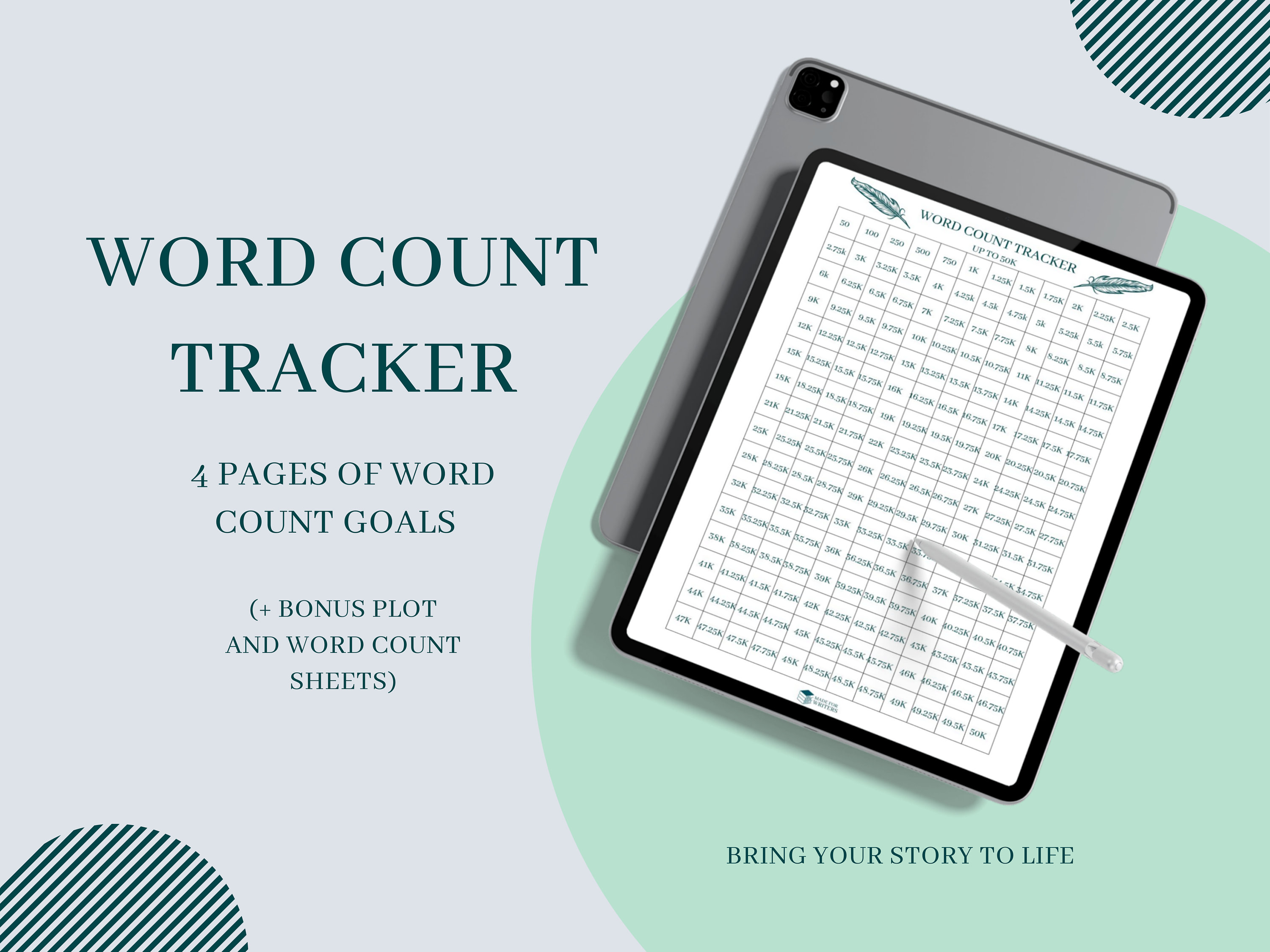 Daily Word Count Tracker | Word Count Tracker | Novel Word Count ...