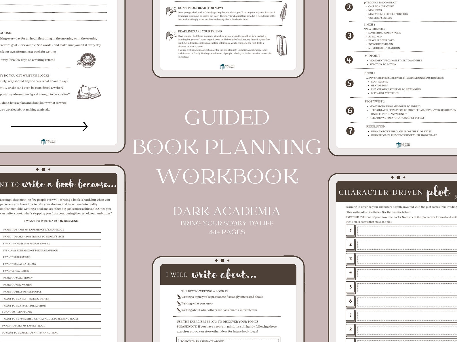 Dark Academia Planning Your Fiction Book | Book Writing Planner | Novel ...