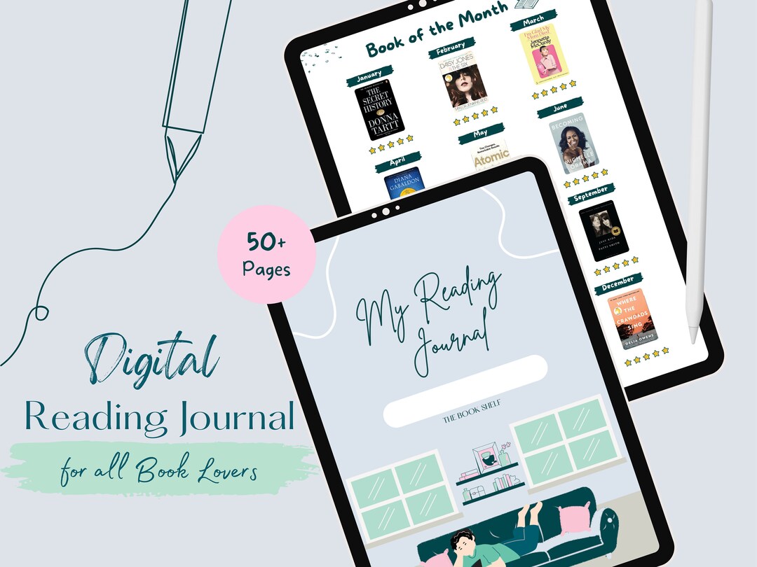 Digital Reading Journal | Digital Reading Planner | Reading Tracker ...