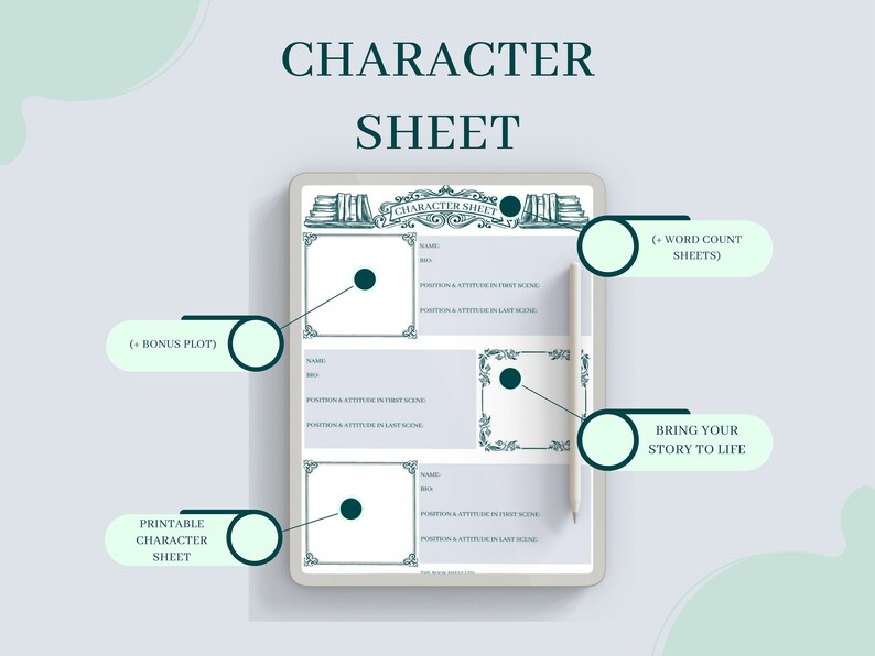 Character Worksheet Tracker | Book Character Tracker | Novel Character ...