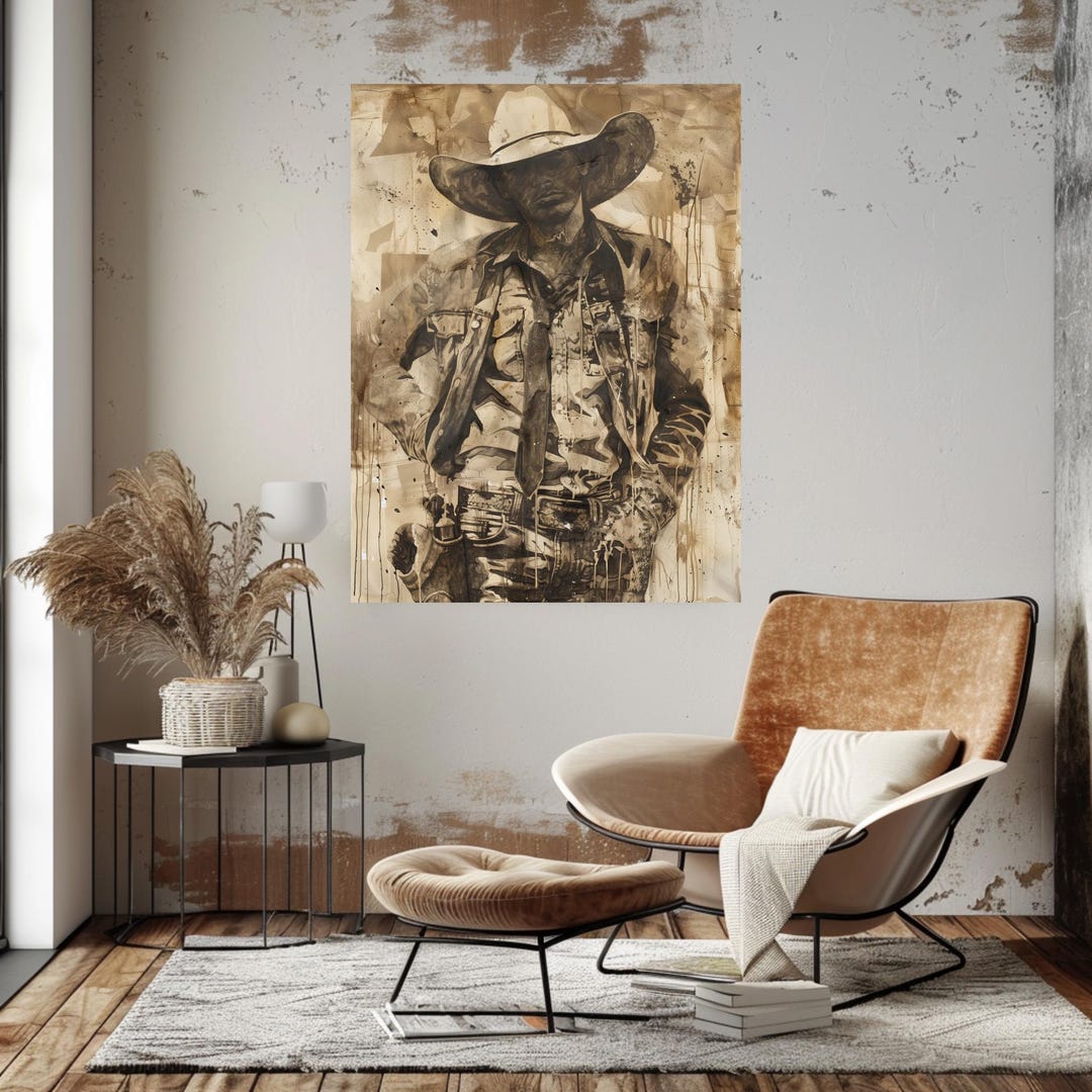 Cowboy Abstract Art| Western Print|printable Wall Art|cowboy Poster ...