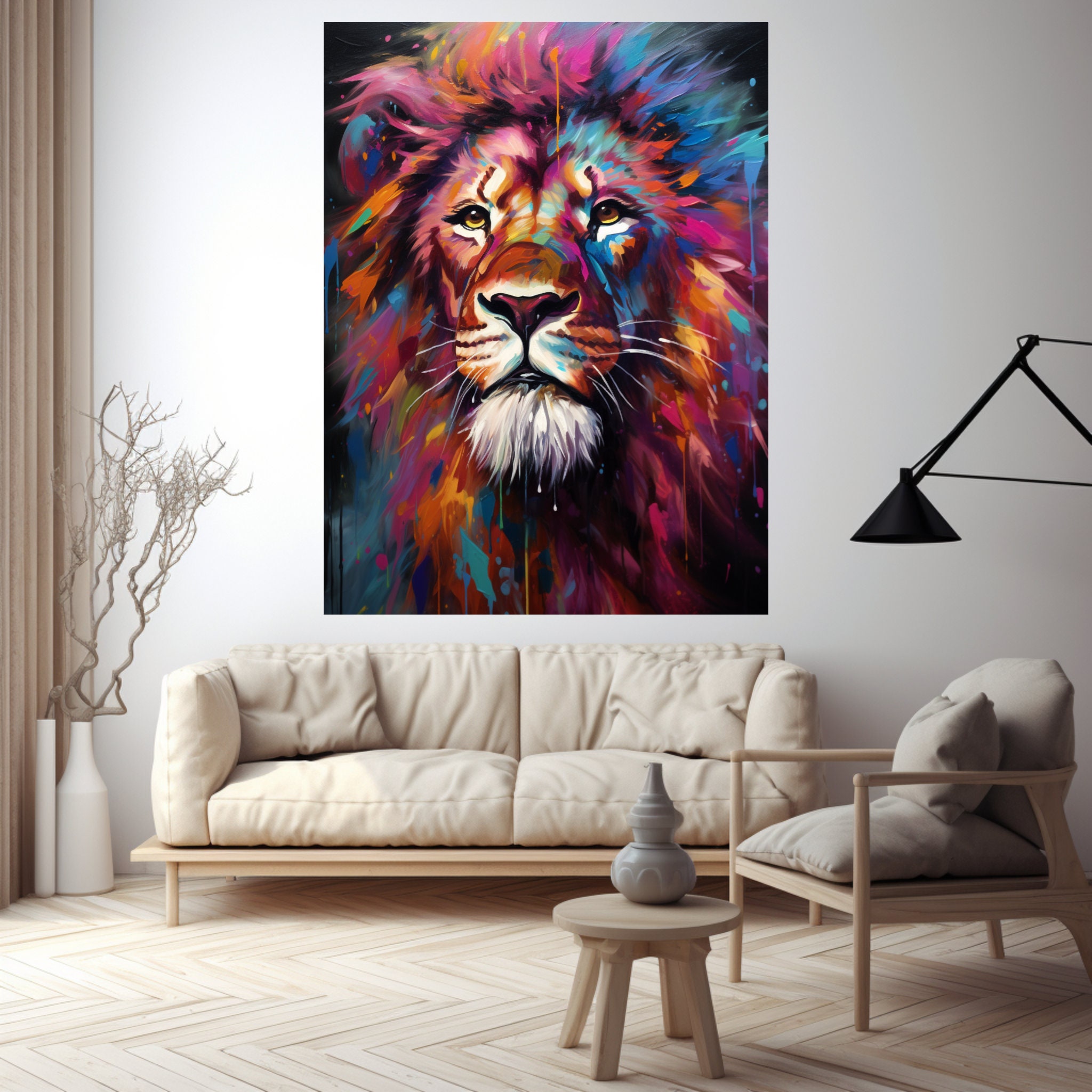 Lion Abstract Art Print lion Poster colorful Lion Wall Art - Etsy